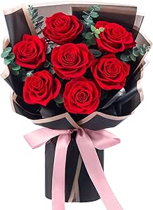 Amazon.com: Mosstory Flower Bouquet 7-Piece Preserved Roses Bouquet ...