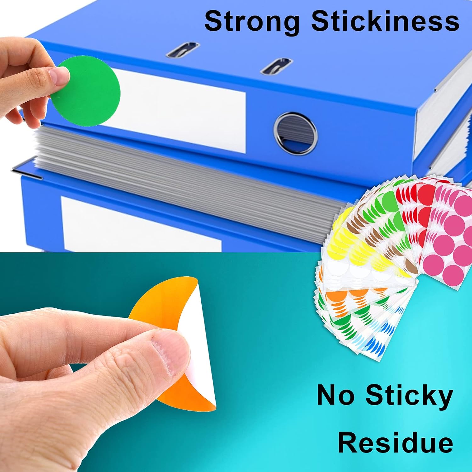 10 Assorted Solid Color Circle Sticker Set for Coloring, Marking ...