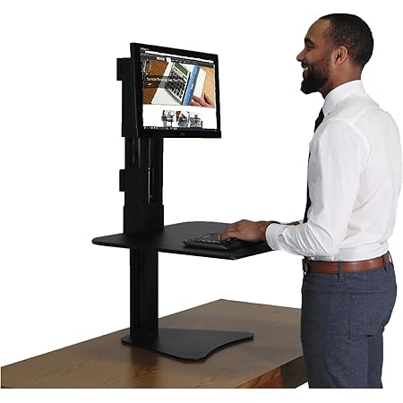 Amazon.com: Victor Standing Desk, Single Monitor, Black W/Aluminum ...