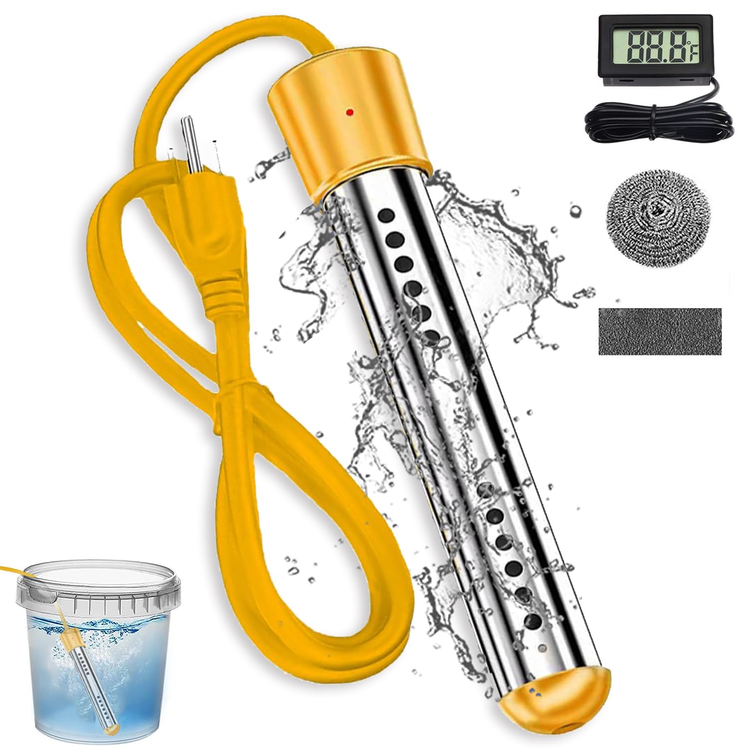 Amazon.com: Lakkzoom Portable Immersion Water Heater,Electric Pool ...