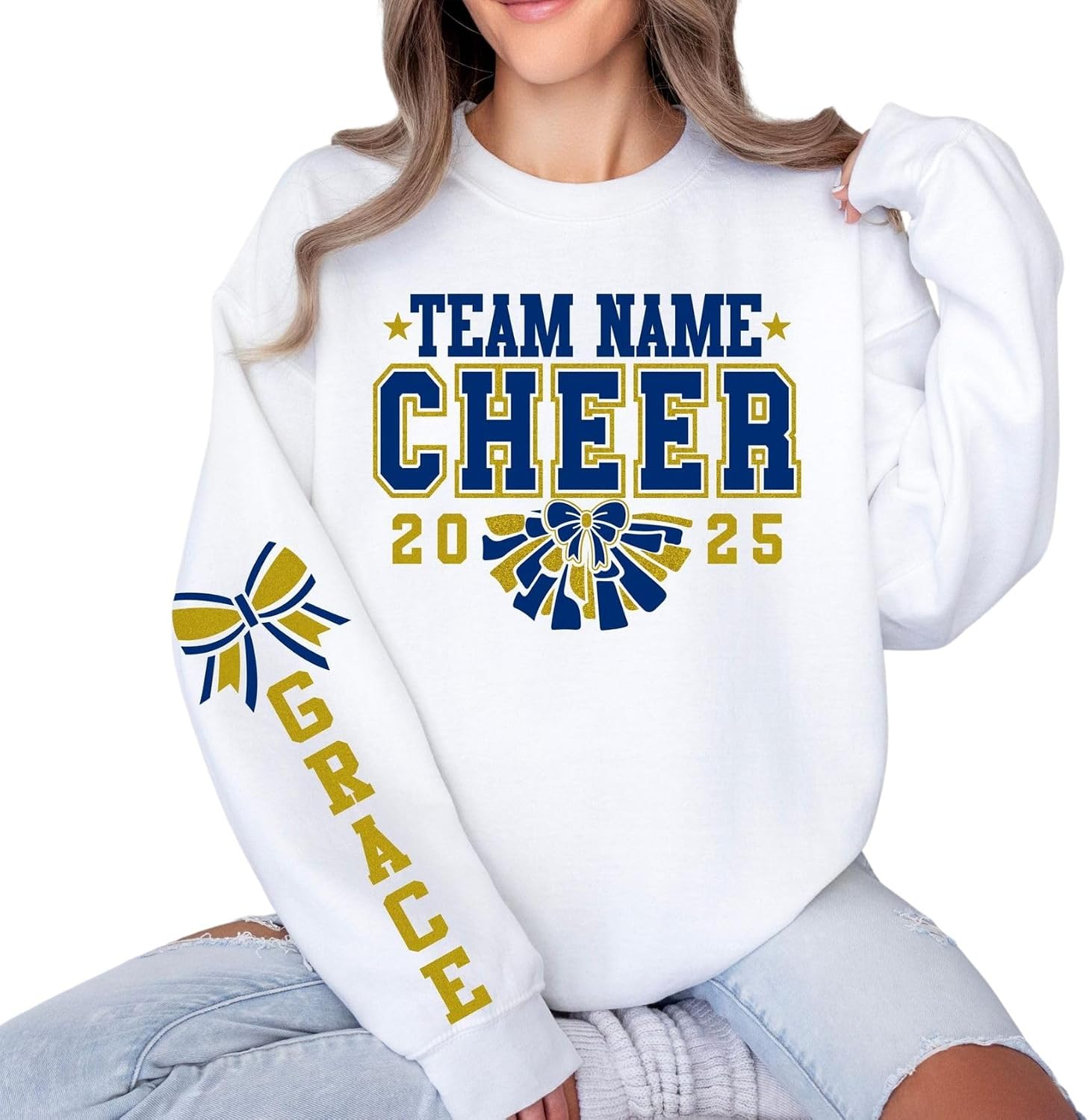 Amazon.com: Custom Cheer Team Name Sweatshirt Cheerleader Sweater ...
