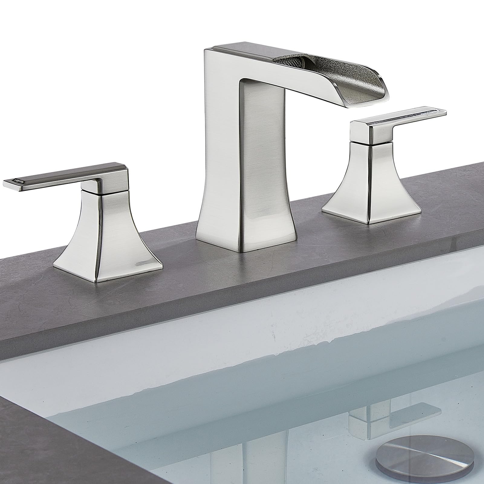 Sanliv Bathroom Faucet 3 Hole, Waterfall Bathroom Faucets for 8 Inch ...