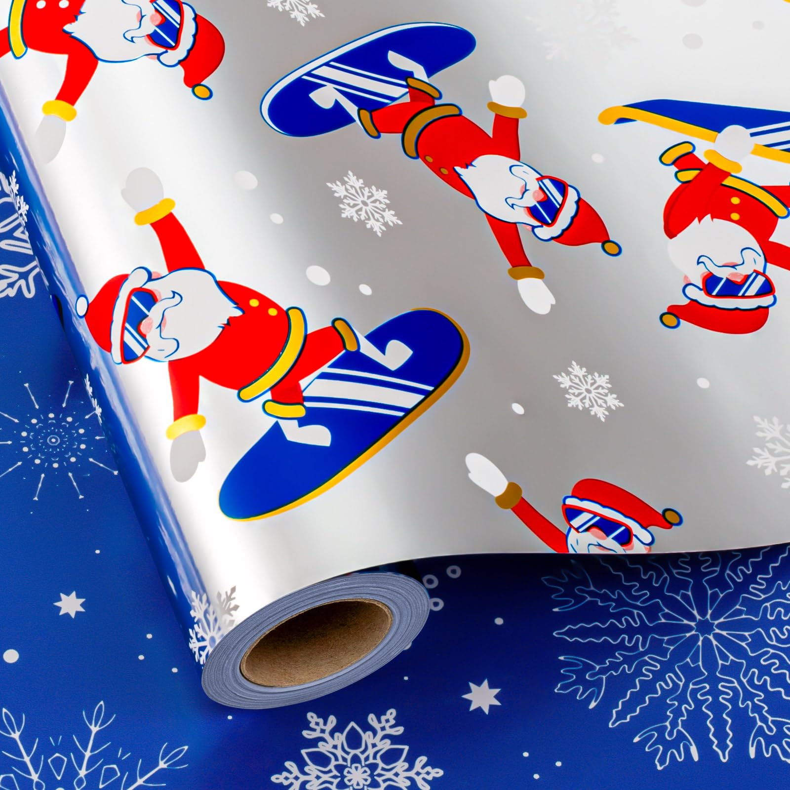 Amazon.com: MAYPLUSS Reversible Christmas Wrapping Paper Roll - 17Inch ...