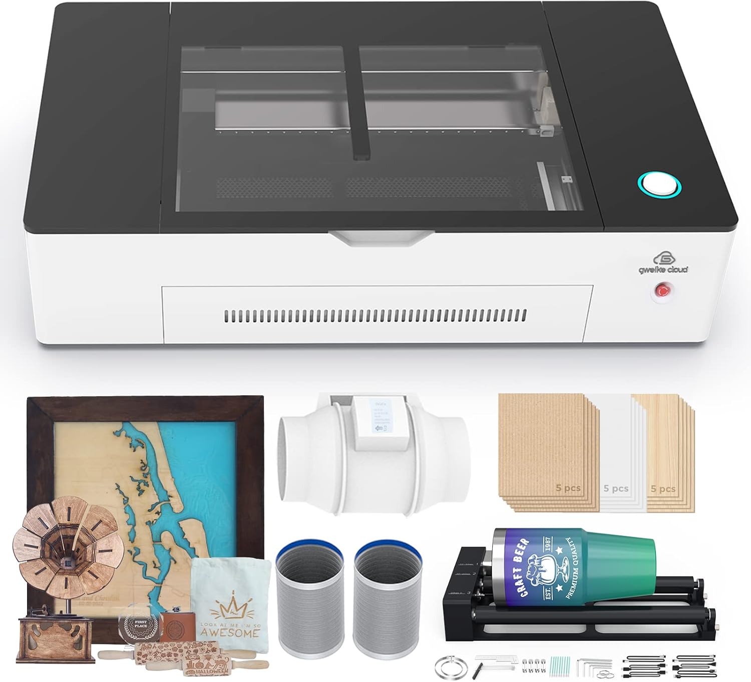 Amazon.com: Gweike Cloud Pro II 50W CO2 Laser Cutter, Desktop Laser ...