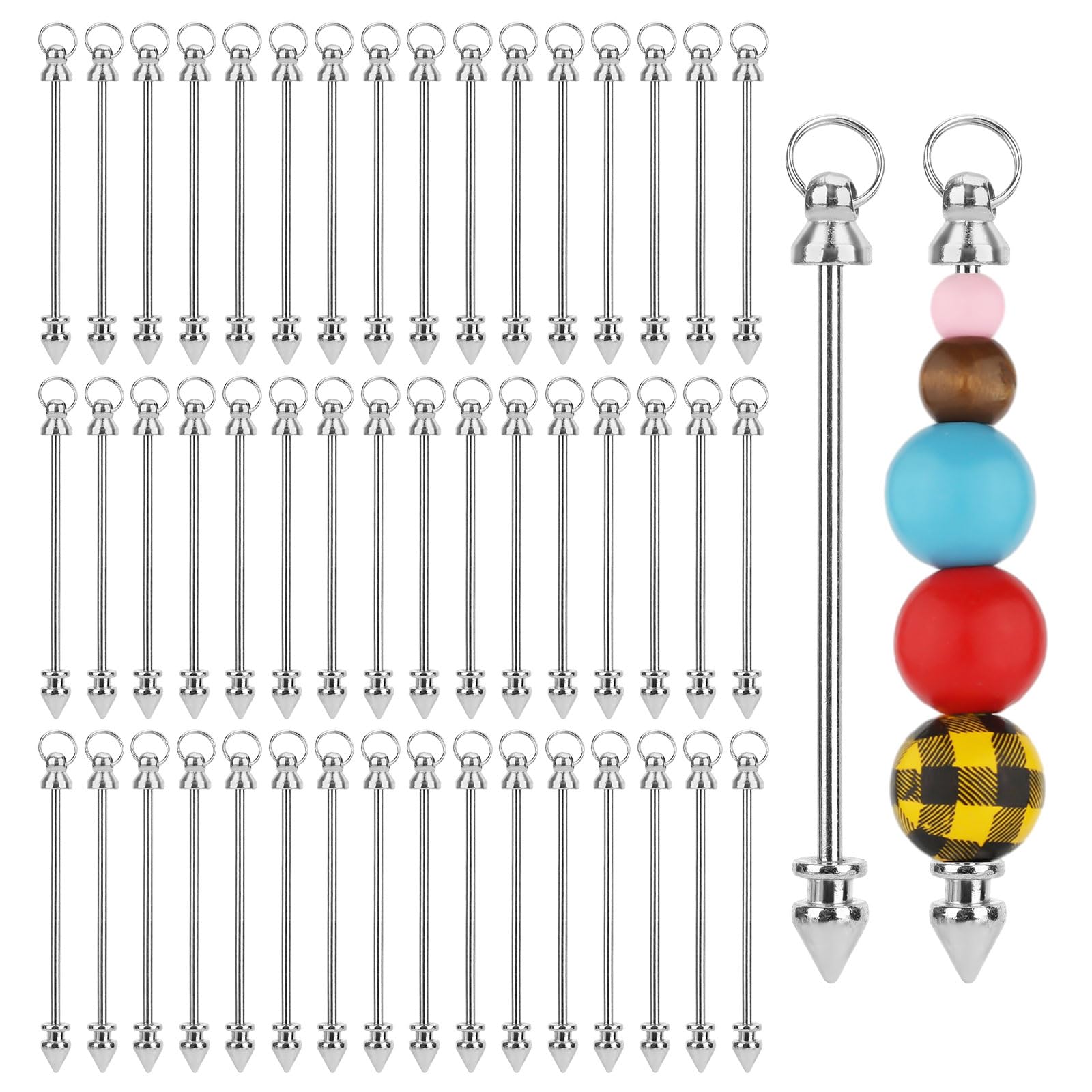 Amazon.com: 50pcs Beadable Keychain Bar, Blank Bead Key Chain Making ...