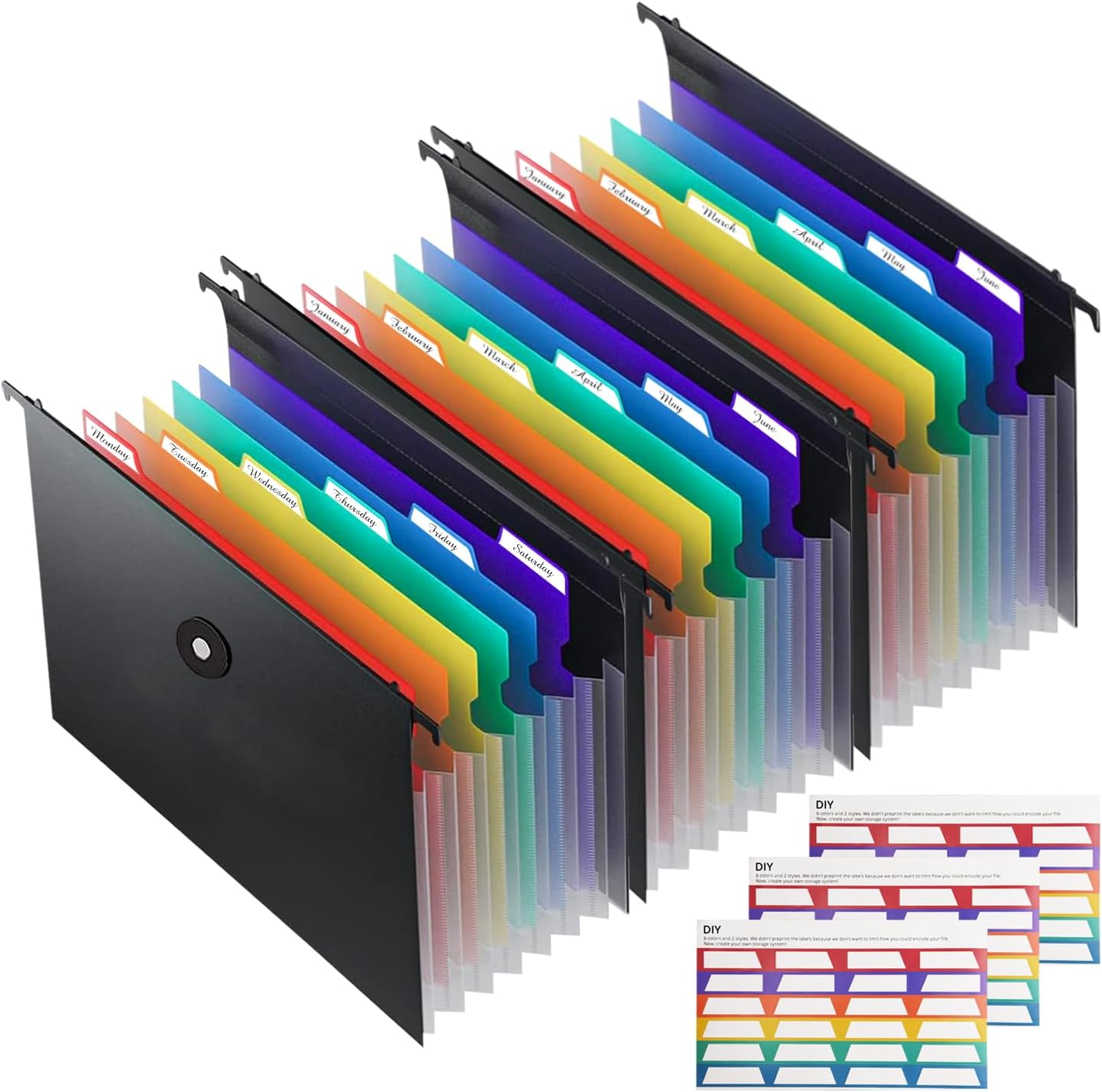 Amazon.com : Multi-Colored Tabbed Plastic Hanging Folders - 3 Pack for ...