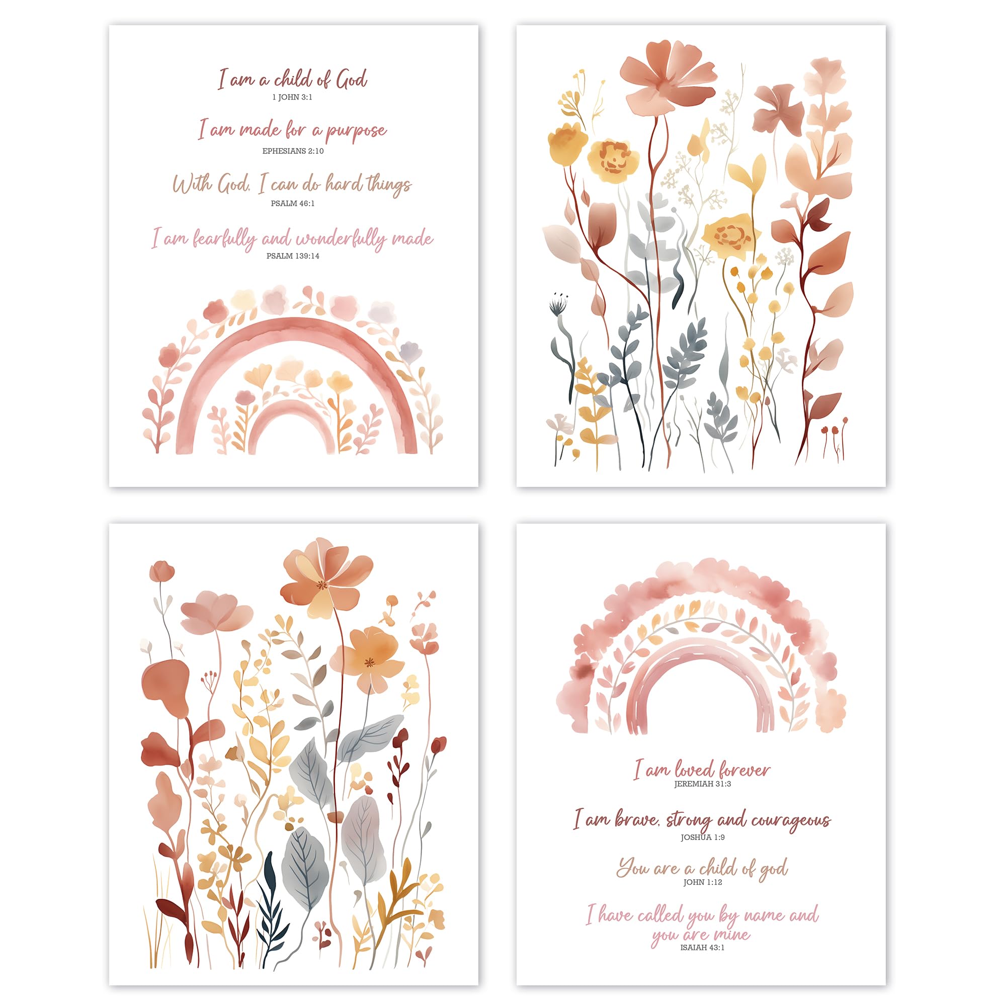 Amazon.com: TLESKE Christian Inspirational Boho Floral Posters Prints ...
