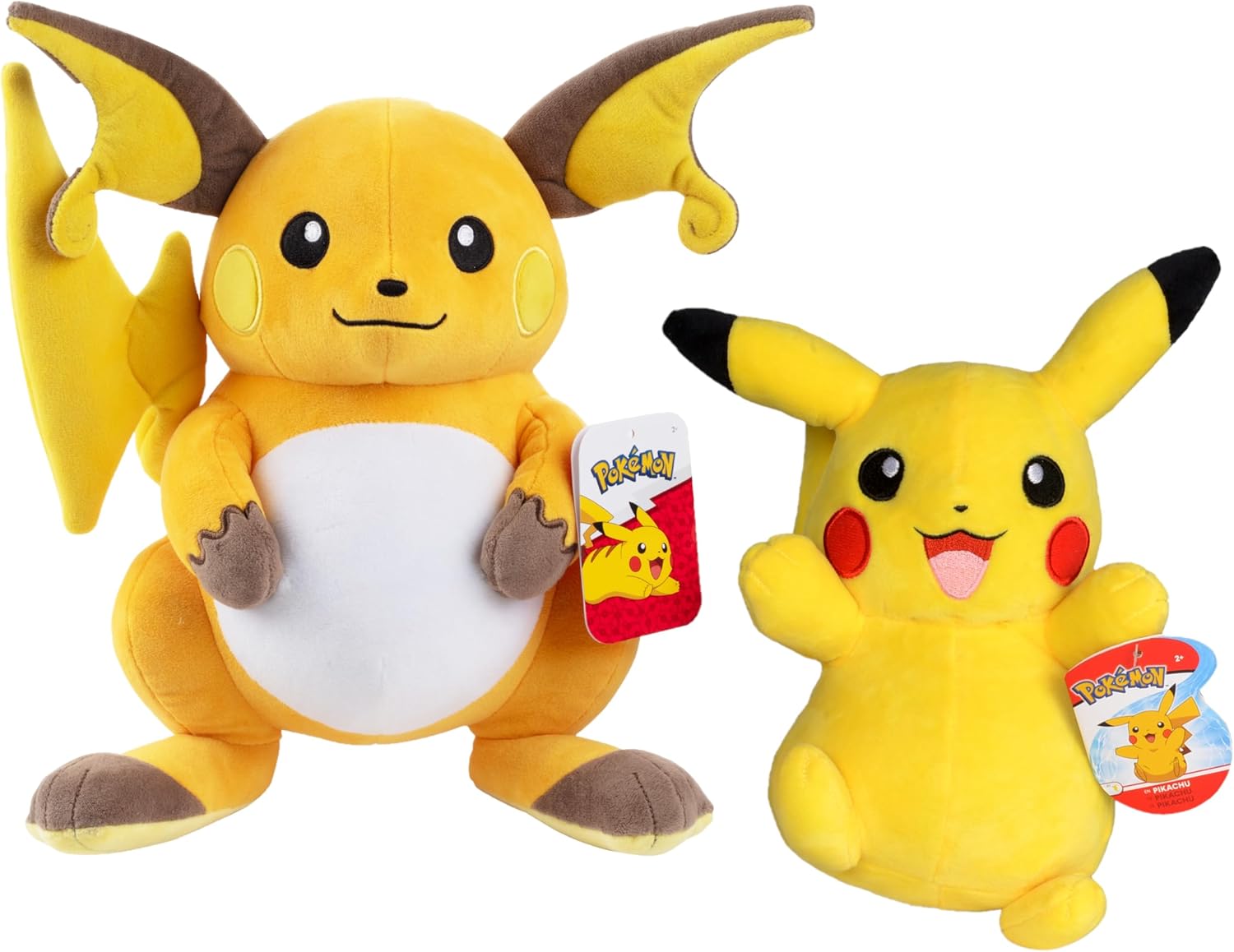 Amazon.com: Pokemon 12" Raichu & 8" Pikachu Plush 2 Pack - Evolution ...