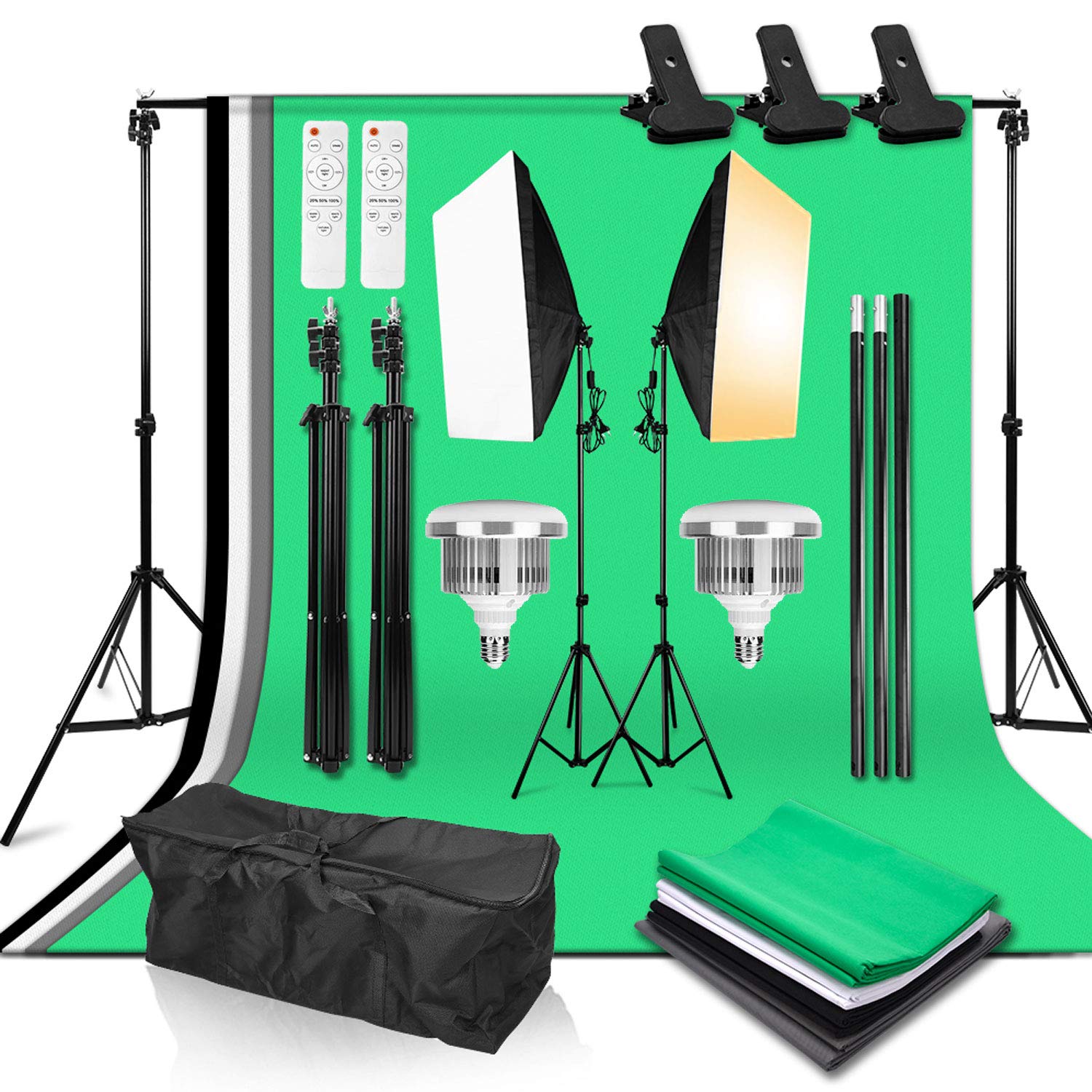 Abeststudio Studio Lighting Kit Bi-Color Dimmable 2X 85W Softbox ...