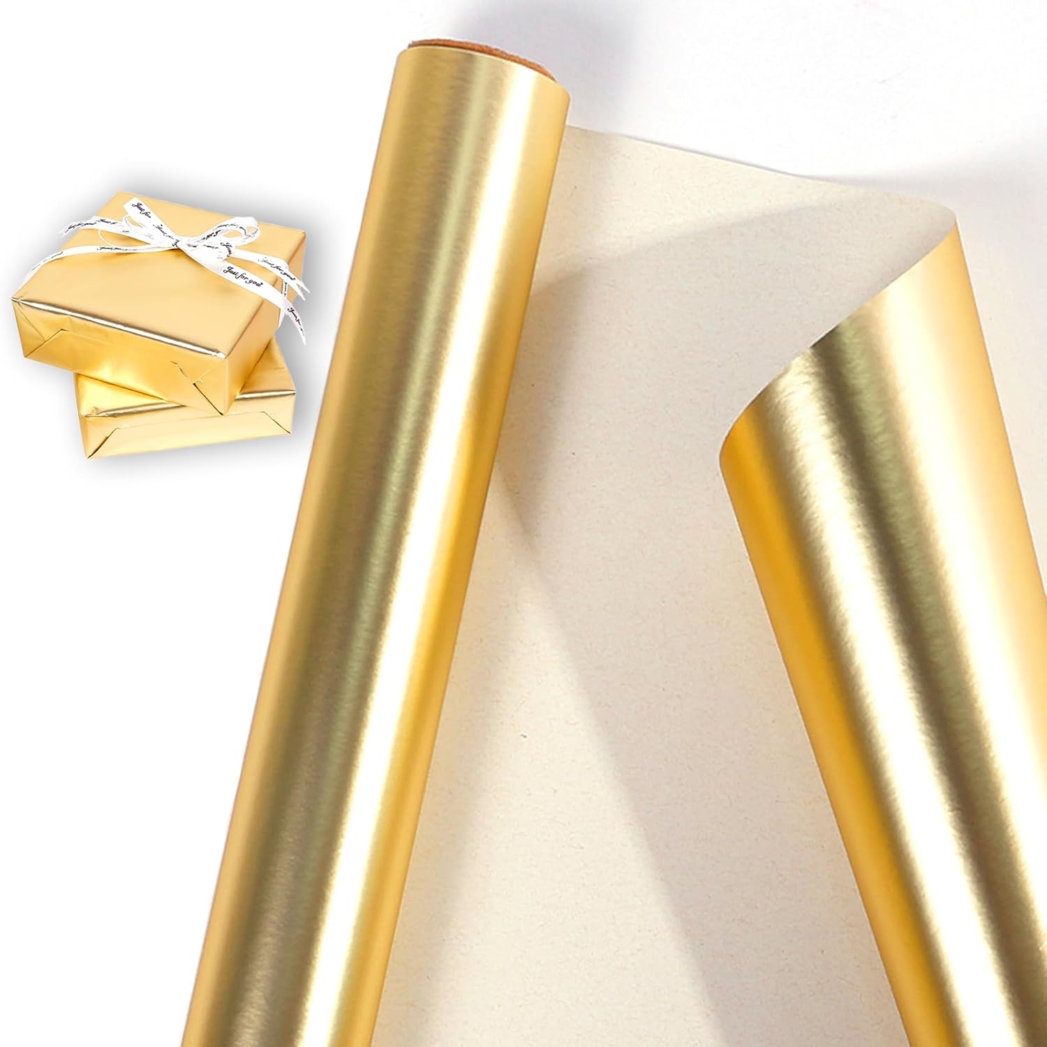 Amazon.com: Trrrioosy Golden Matte Wrapping Paper Solid Color Matte ...