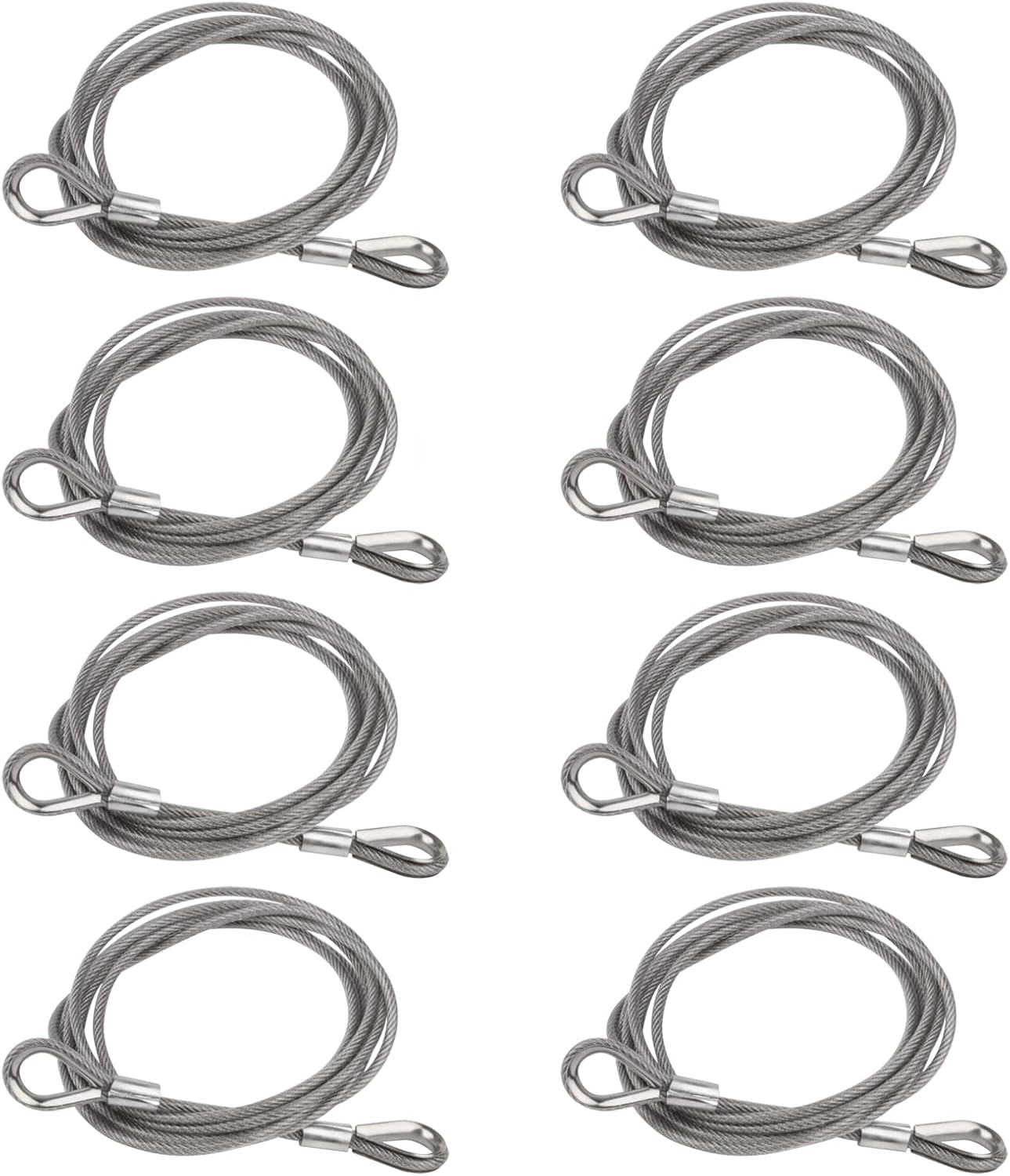 TSSS 8 PCS 6.2ft(190cm) Stainless Steel Safety Cable PVC Coated Braided ...