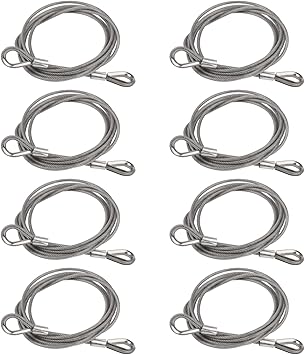 TSSS 8 PCS 6.2ft(190cm) Stainless Steel Safety Cable PVC Coated Braided ...