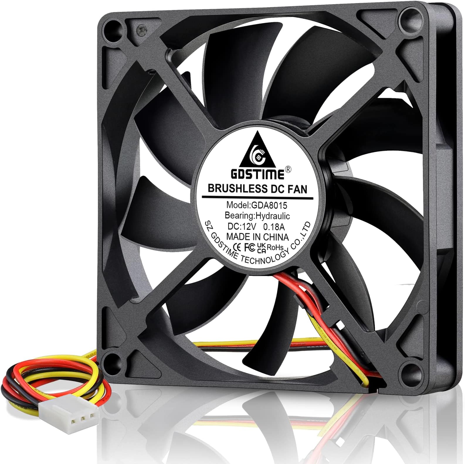 GDSTIME 80mm 12Volt Fans, 80mm x 80mm x 15mm 8015 3PIN DC Brushless ...