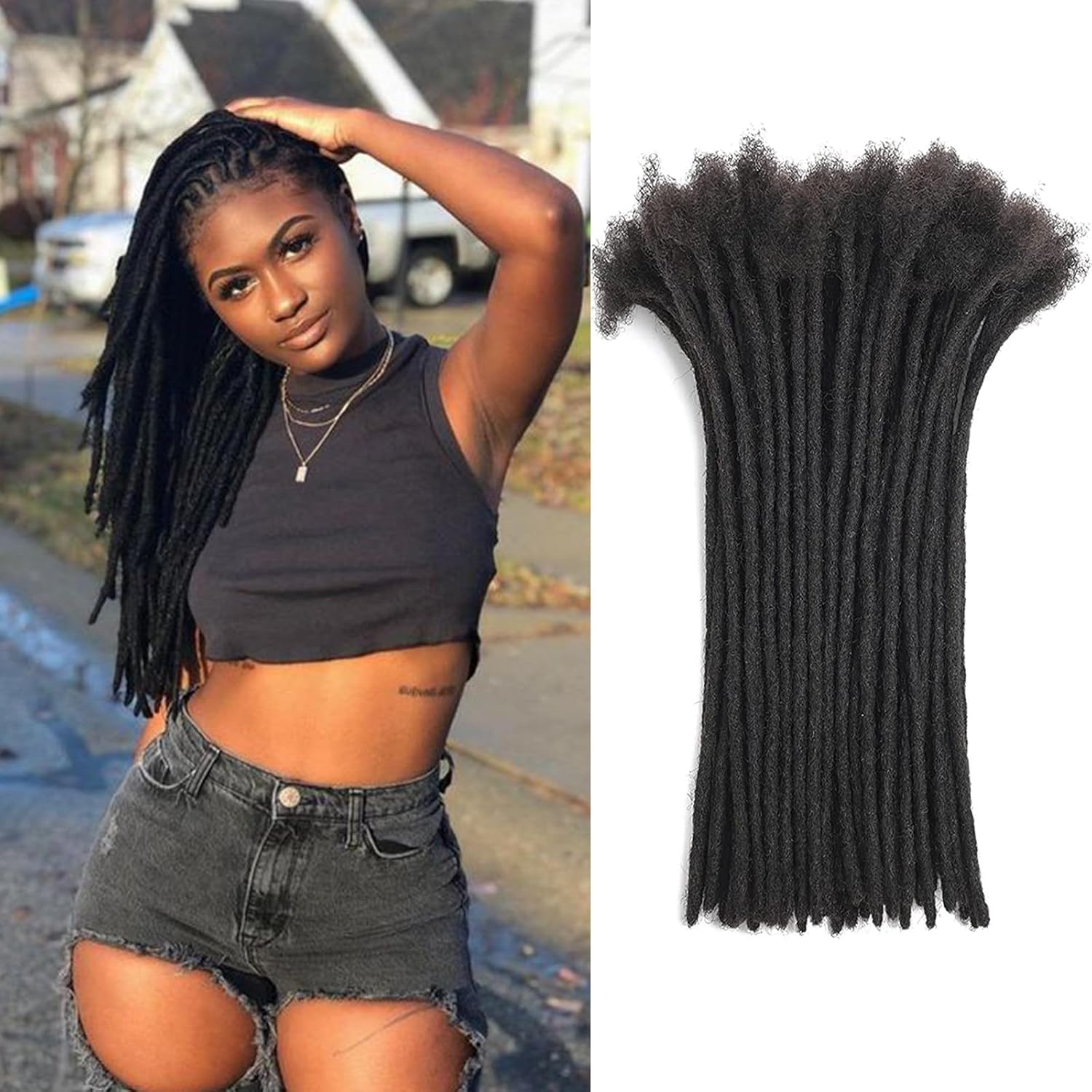 Amazon.com : Dreadlocks Extension Human Hair 12inch 0.6cm 30 Strands ...