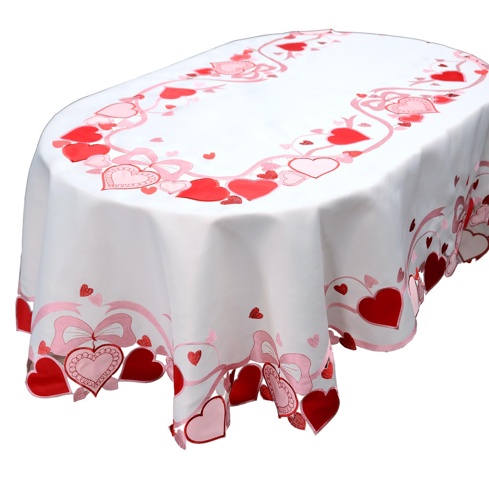 Amazon.com: Simhomsen Embroidered Oval Love Heart Tablecloth for ...