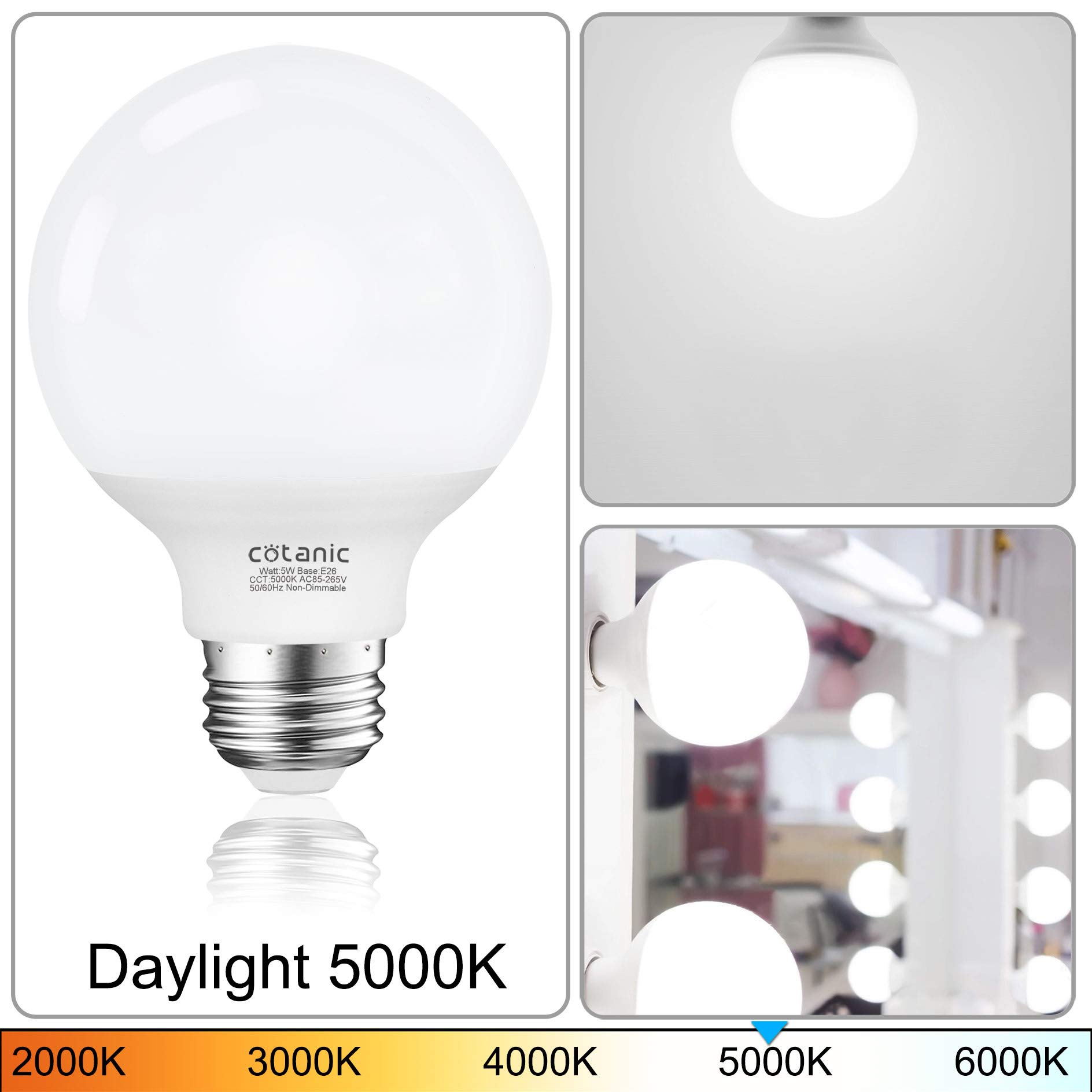Snapklik.com : Vanity Light Bulb 5000K Daylight,G25 LED Globe Light ...