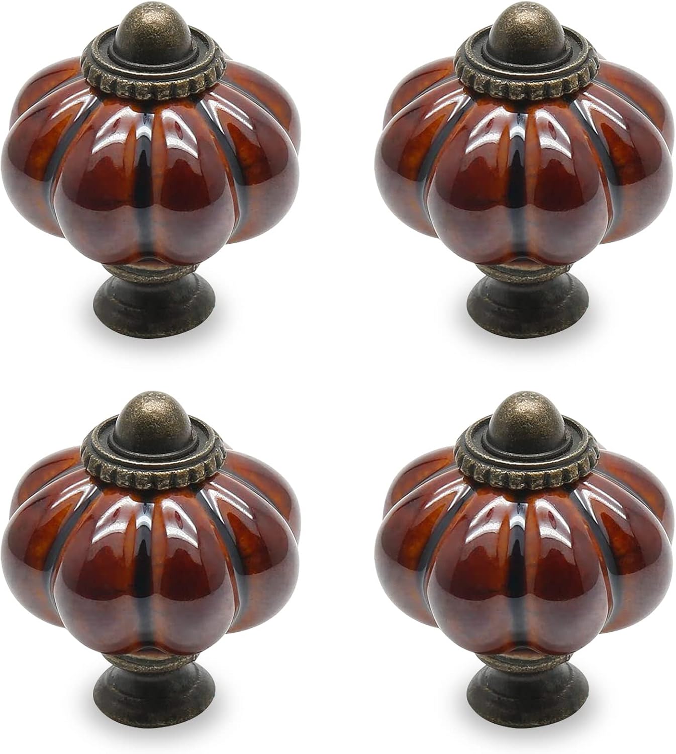 Amazon.com: Seimneire 4pcs Coffee Pumpkin Knobs, Vintage Ceramic ...