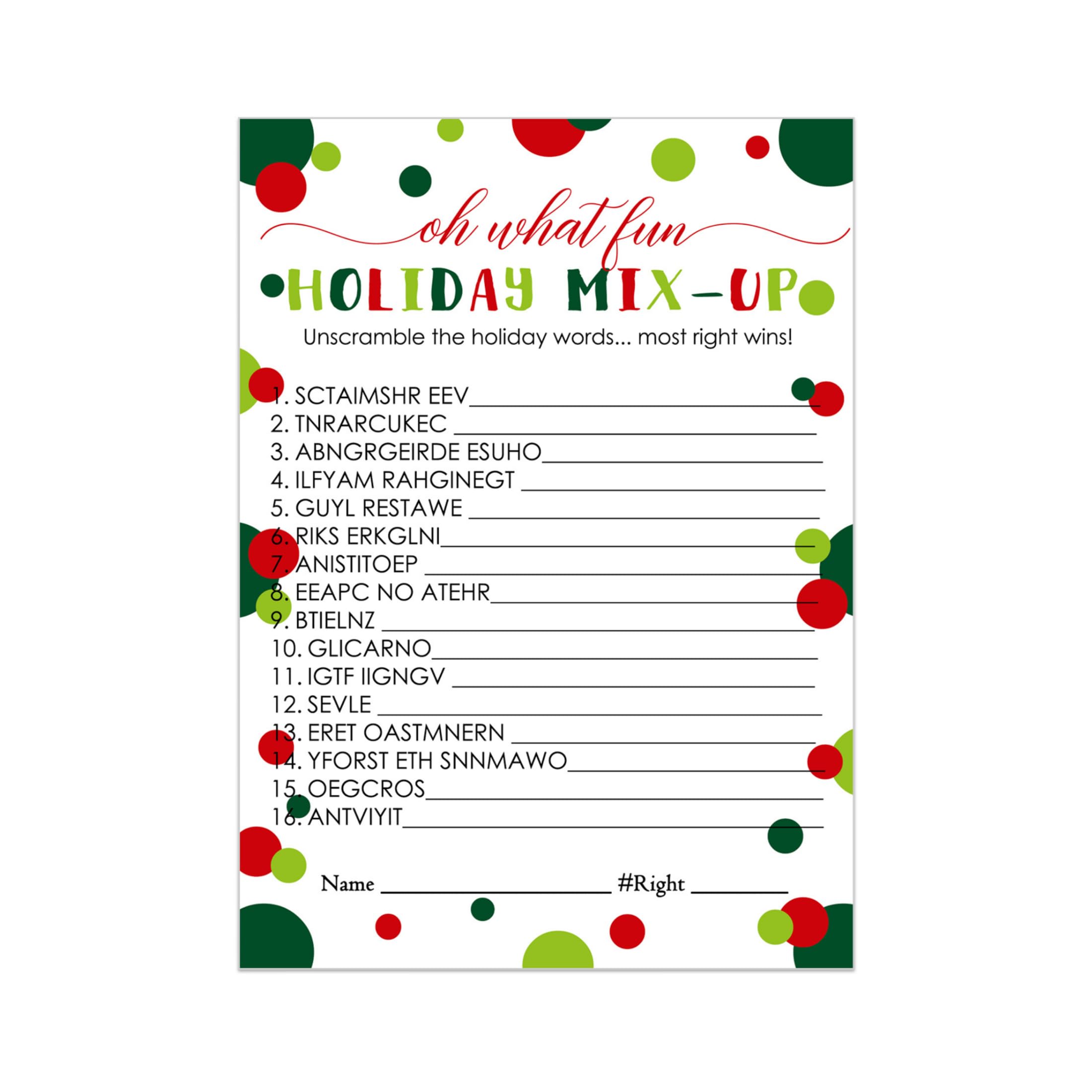 Amazon.com: Oh Fun Christmas Word Scramble Game, Holiday Activity for ...