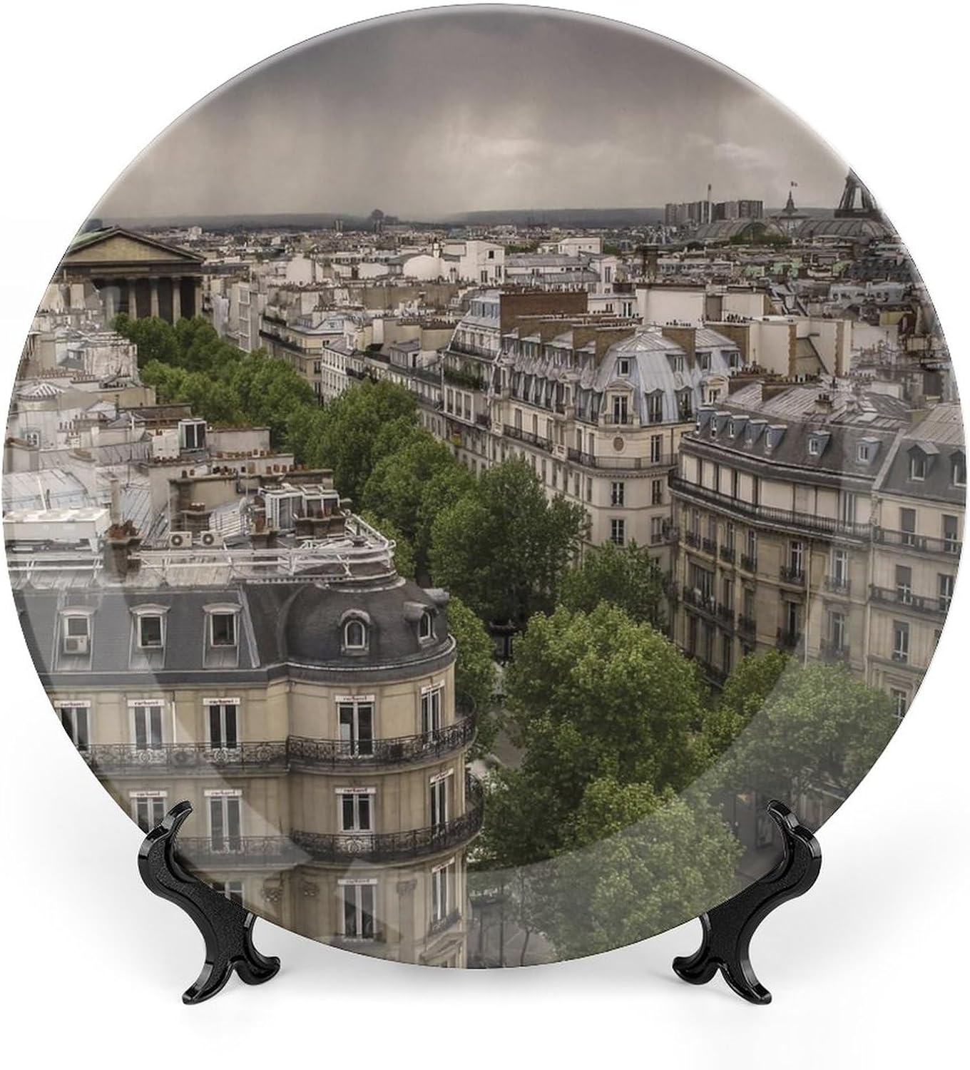 Amazon.com | Paris City Landscape on Plate for Home Office Wall Decor ...