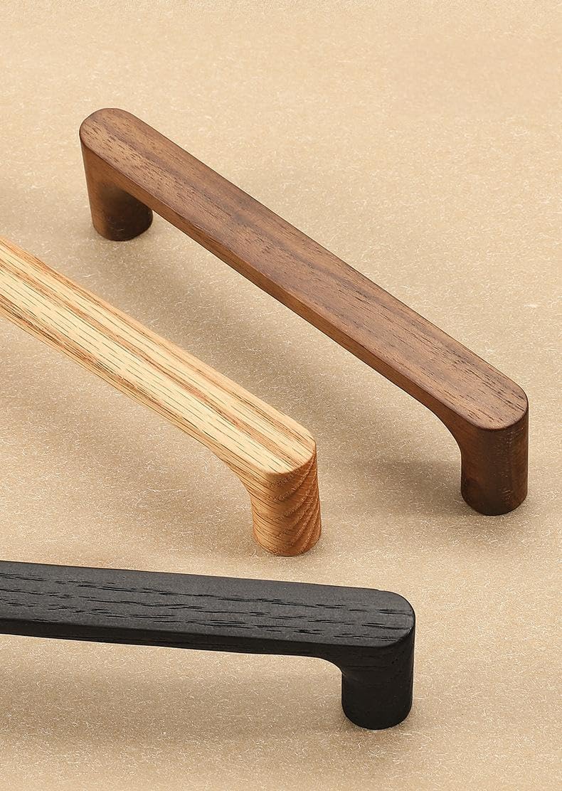 GPCZERBH Natural Walnut Oak Wood Drawer Pulls Handles，Dresser Handle ...