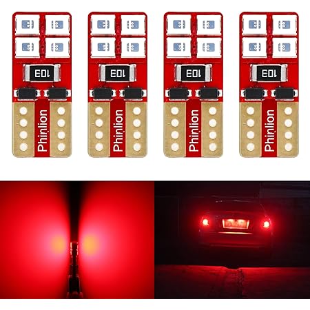 Amazon.com: Phinlion 194 LED Red Super Bright Wedge 168 2825 175 T10 15 ...