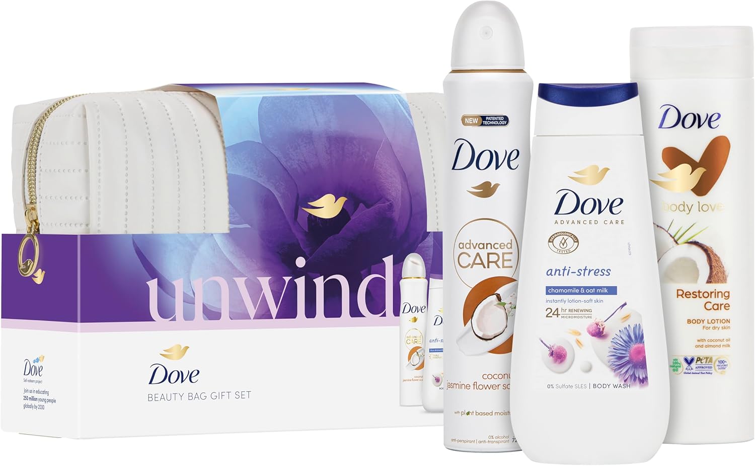 Dove Unwind Beauty Bag Body Wash Shower Gel, Body Lotion and Anti ...