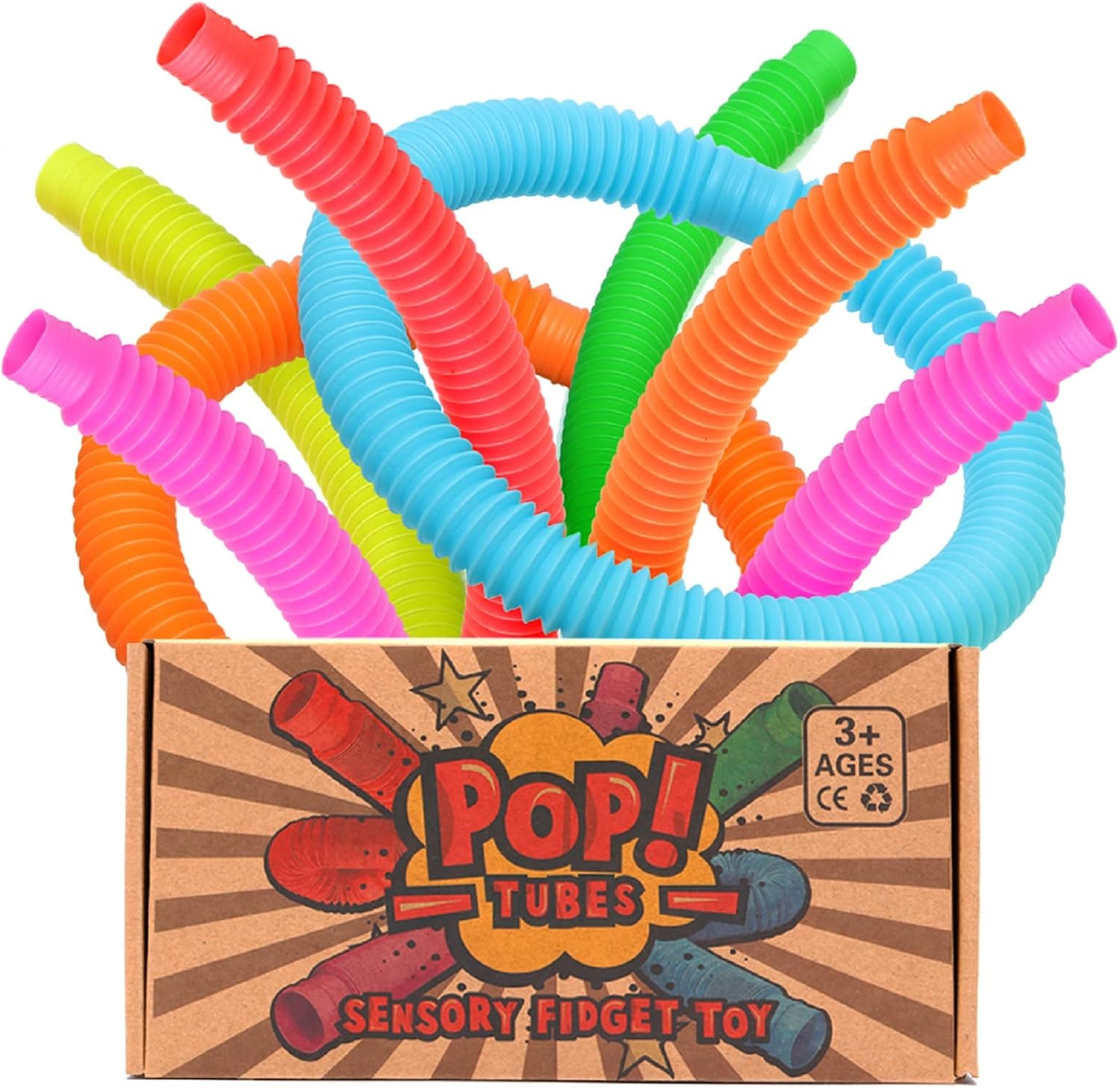 Amazon.com: Pop Tubes Sensory Fidget Toy for Kids, Pull ‘N Pop 6-Pack ...