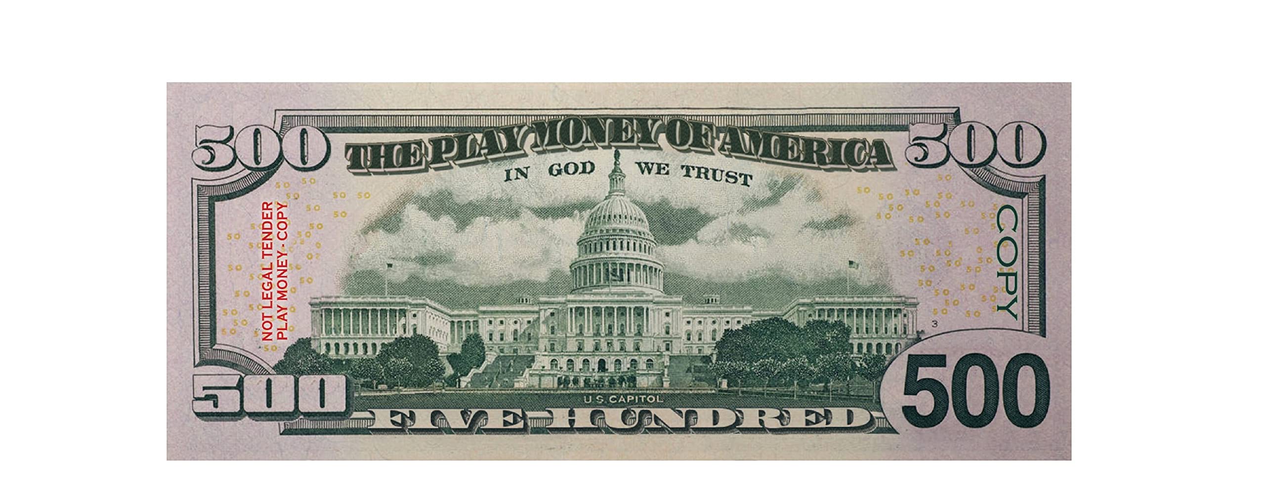 Play Copy Money for Kids - 20 Pieces 500 (2-Sided Full Print) Fake ...