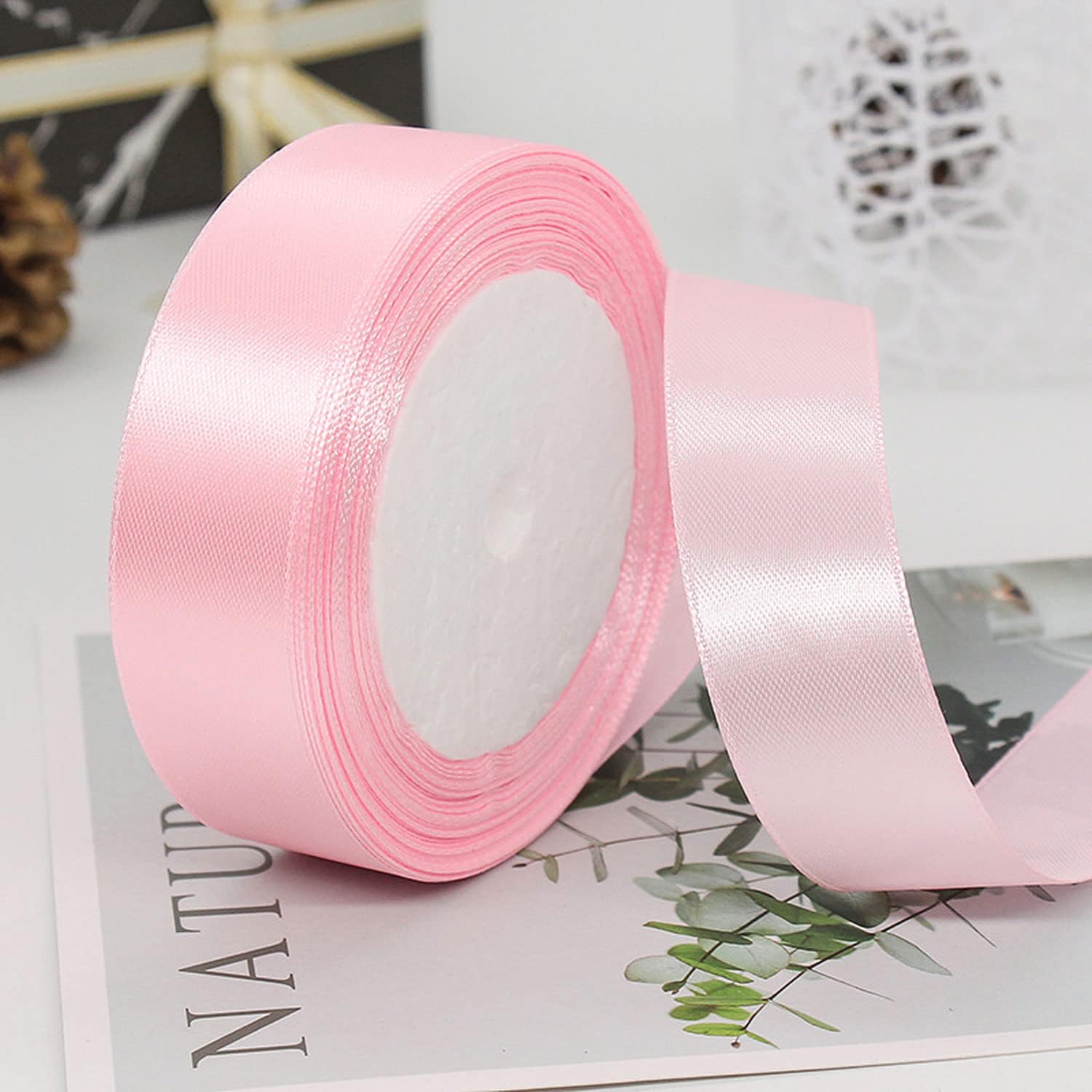 Amazon.com: Pink Ribbon 1 inch, Pink Gift Ribbon, for Birthday Gift ...
