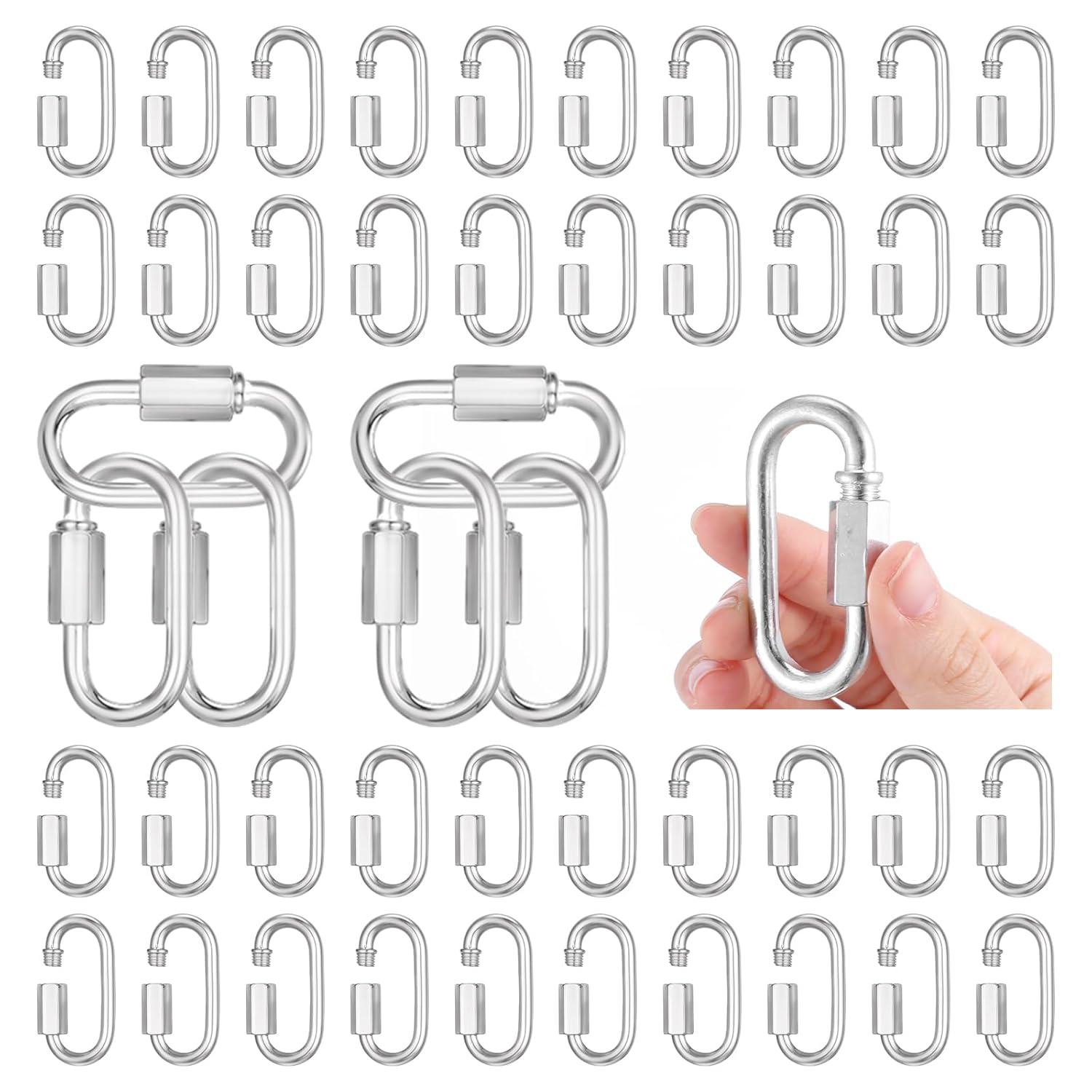 50 Pack M6 Quick Links Chain Connector, 2.3″ Stainless Steel Quick Link ...