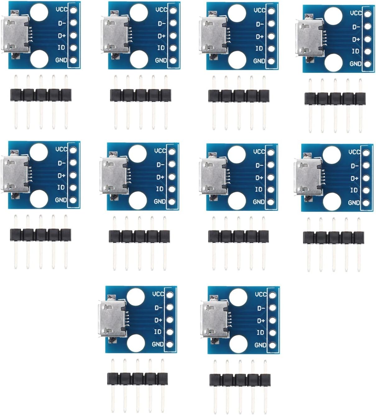 Amazon.com: DiGiYes 10Pcs Micro USB Interface Power Adapter 5-Pin Board ...