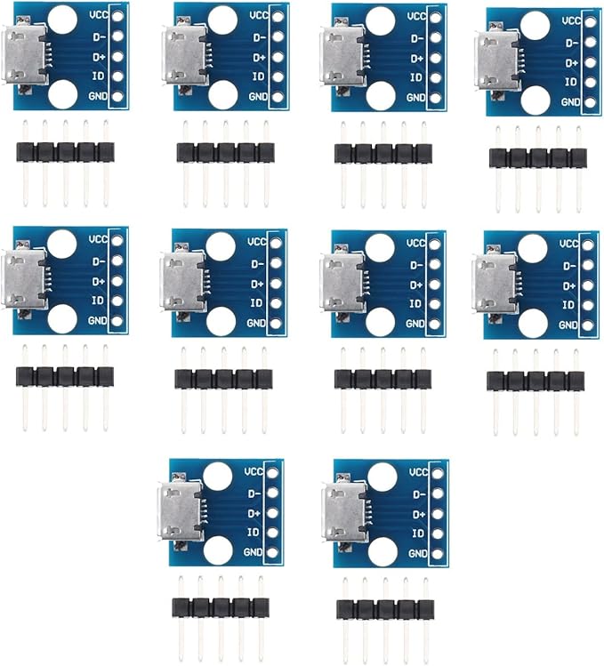 Amazon.com: DiGiYes 10Pcs Micro USB Interface Power Adapter 5-Pin Board ...