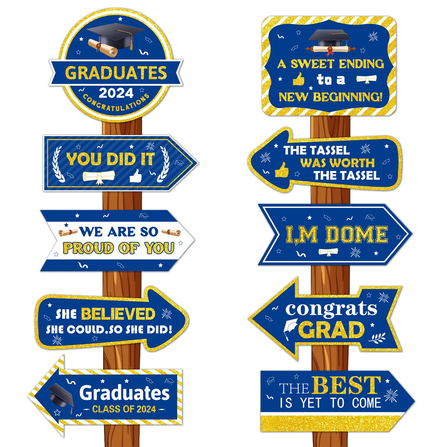 Blue and Gold Graduation Yard Signs Class of 2024 Graduation Yard Sign ...