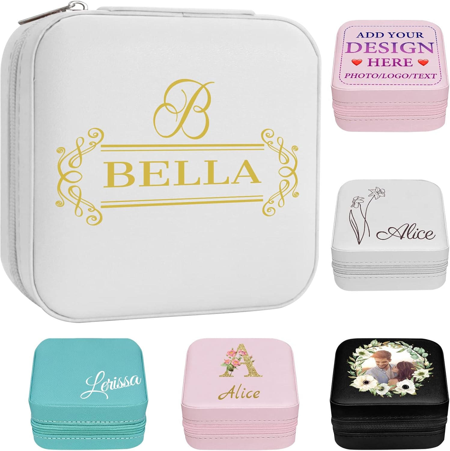 Personalised Jewelry Box with Name Photo Custom Leather Travel Jewelry ...