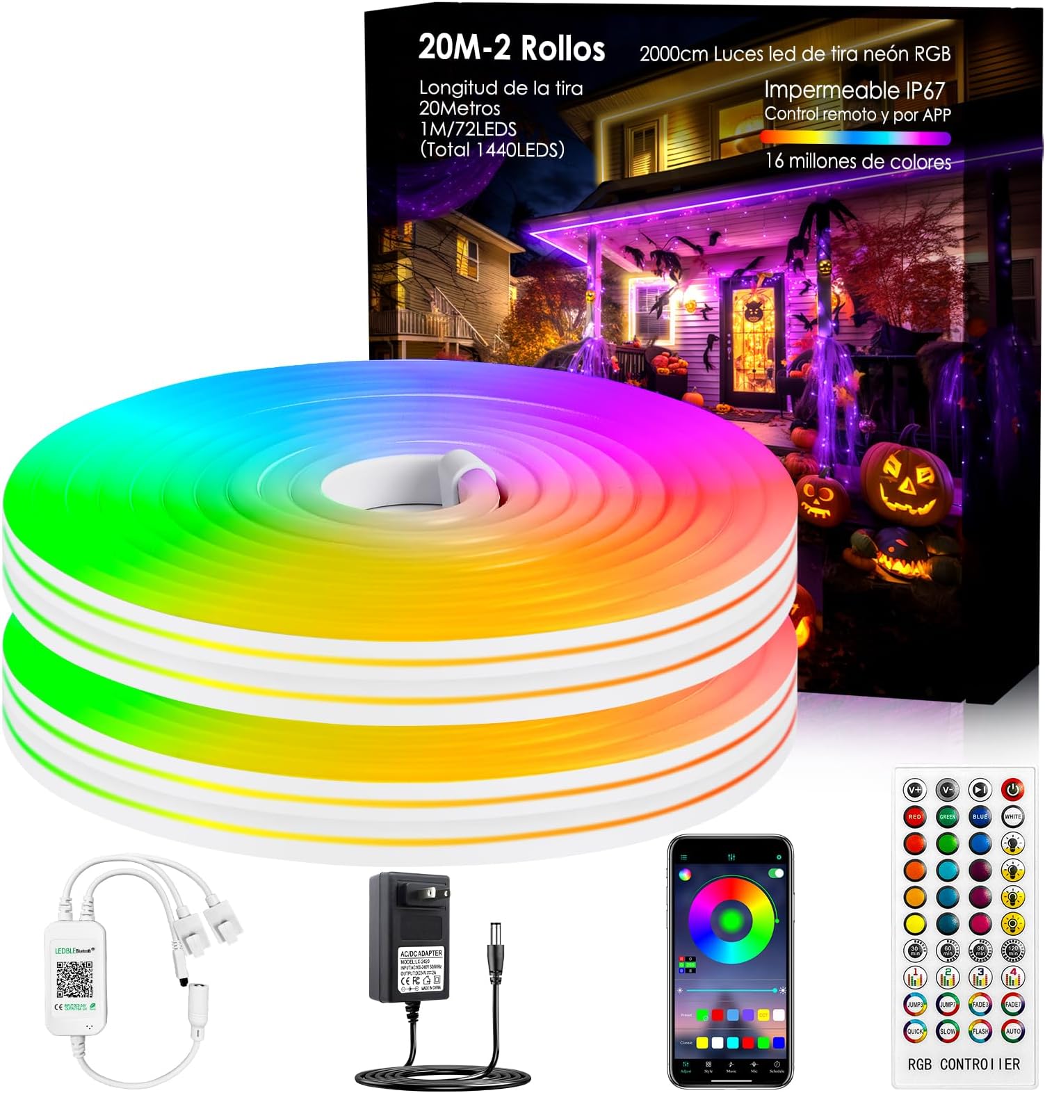 Govee Tira LED 20 Metros, Luces LED RGBIC Bluetooth con Effecto de Arco ...