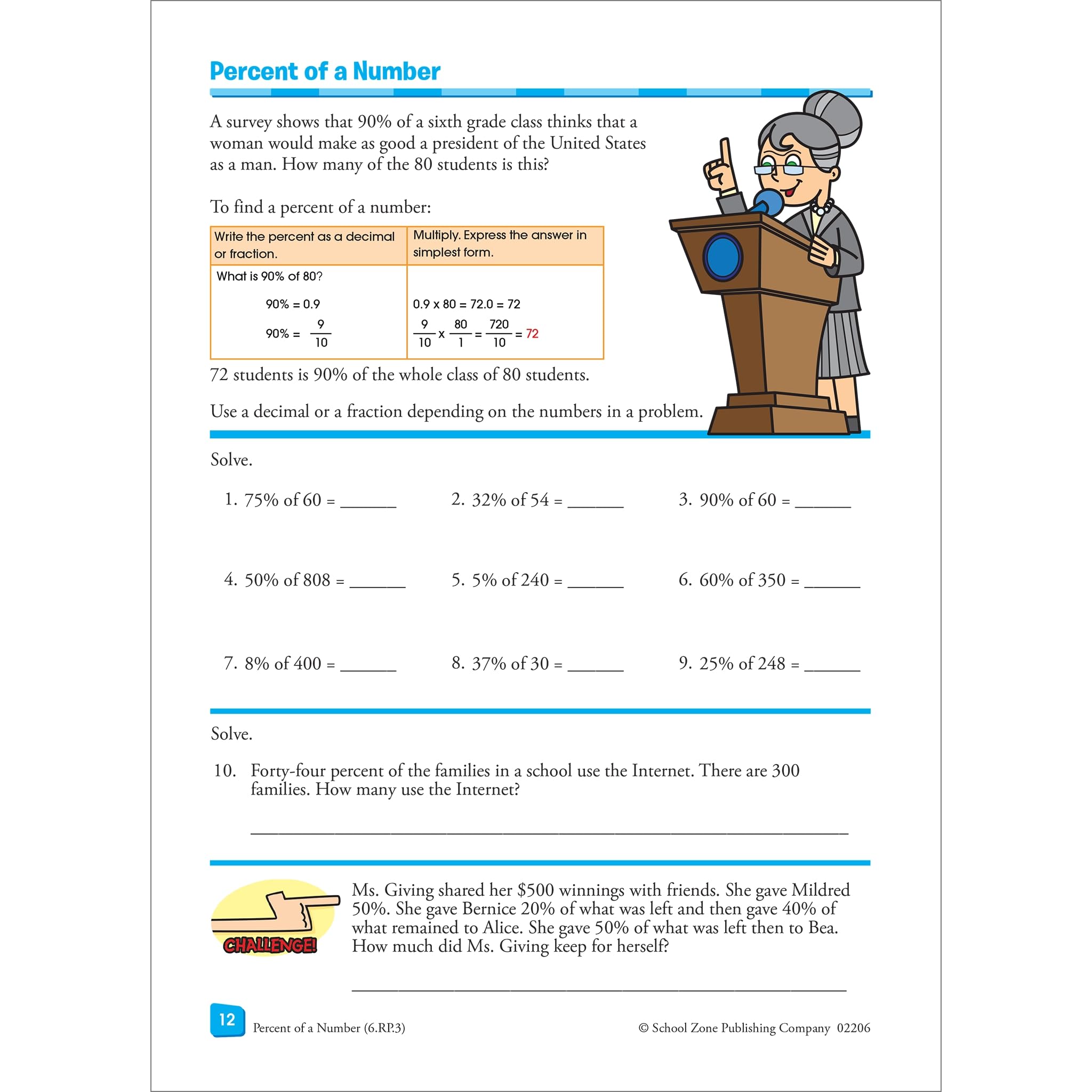 School Zone Math Basics 6 Workbook 64 Pages Ages 11 To 12 6th Grade Powers