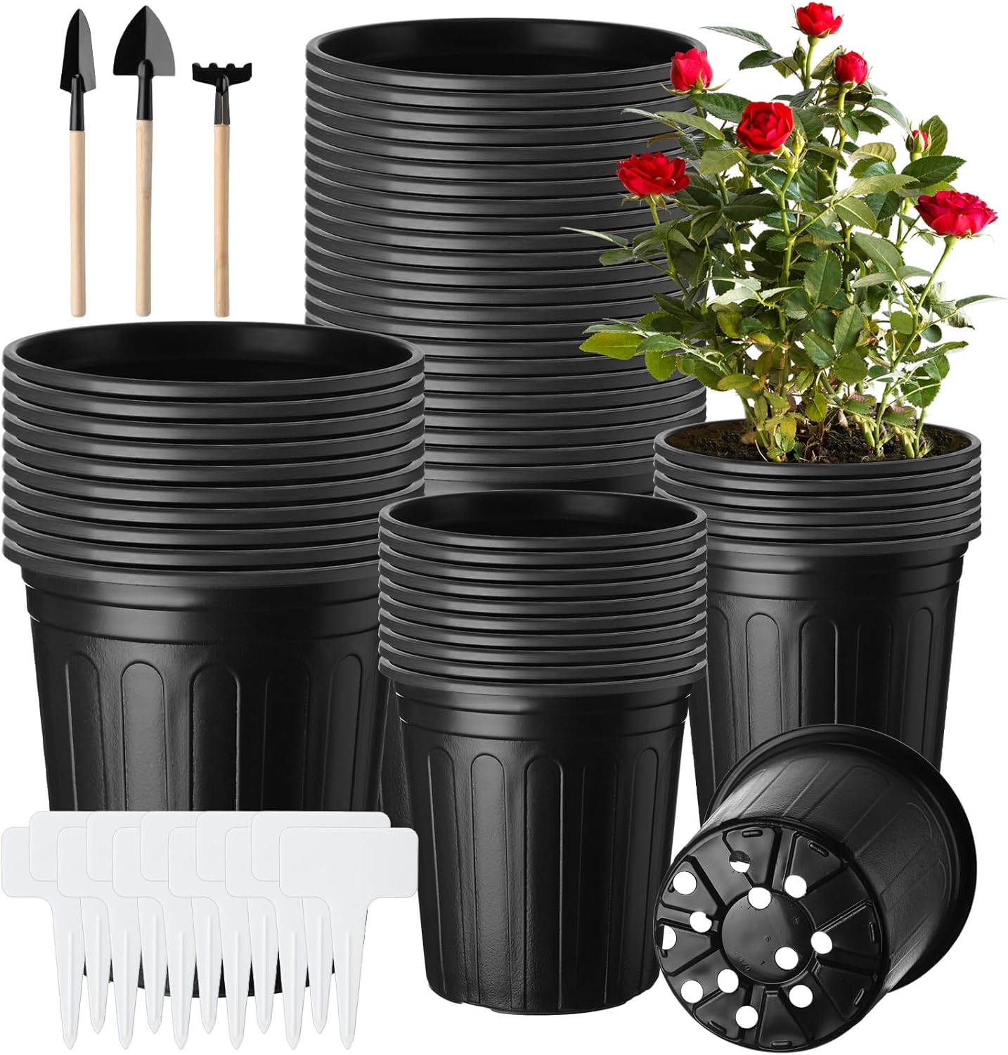 Amazon.com: FoldTier 300 Pcs 1 2 Gallon Nursery Pots Bulk Plastic Flexible Plant Seedling Pots ...