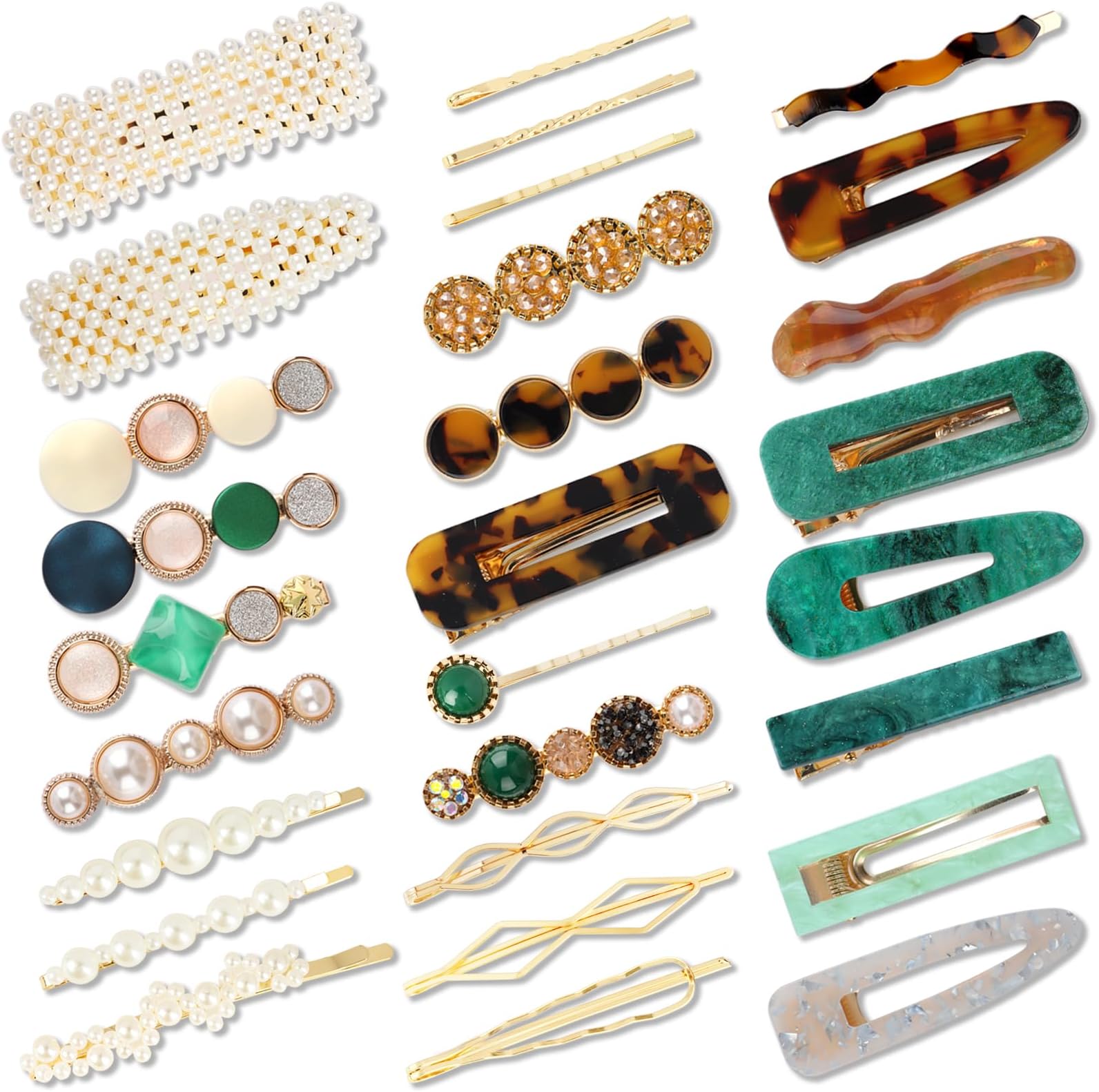 Amazon.com : Beauty.H.C Pearl and Acrylic Resin Hair Clips, French ...