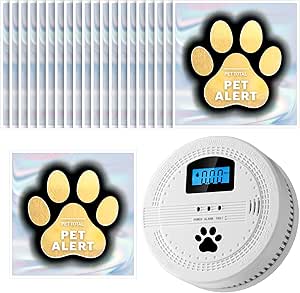 Saysurey Pet Smoke Alarm Detector with 20 Pet Alert Sticker Smoke ...