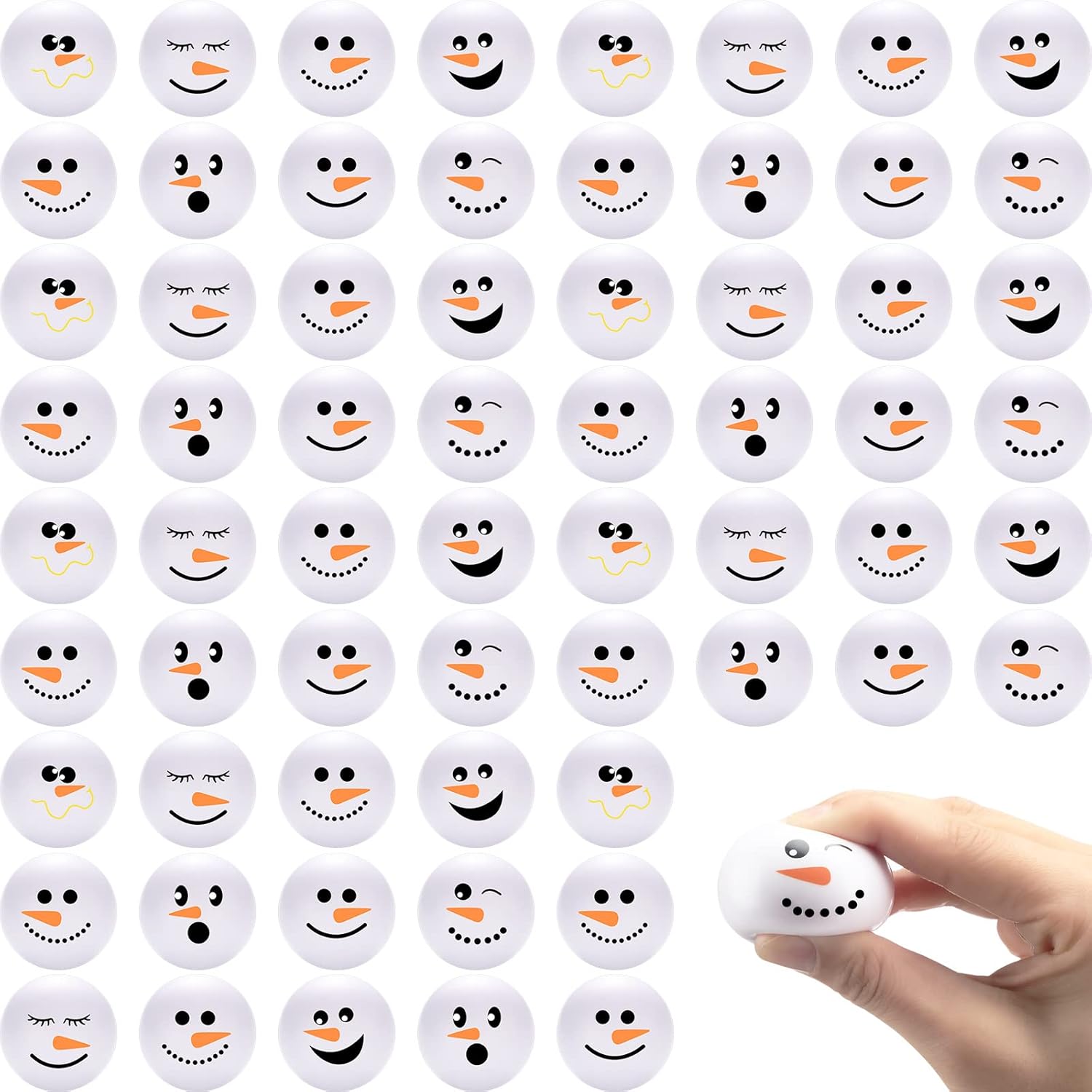 Amazon.com: Zhanmai 64 Pcs Christmas Stress Balls Snowmen Stress Toy ...