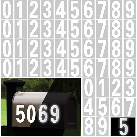 Amazon.com: White Mailbox Numbers Reflective - 5 Sets Mailbox Numbers ...