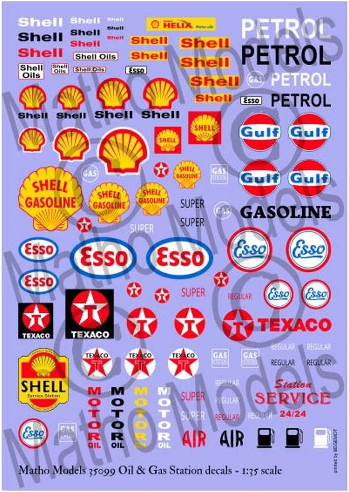Amazon.com: Matho Models 1/35 Scale Oil & Gas Station Decals - Plastic ...