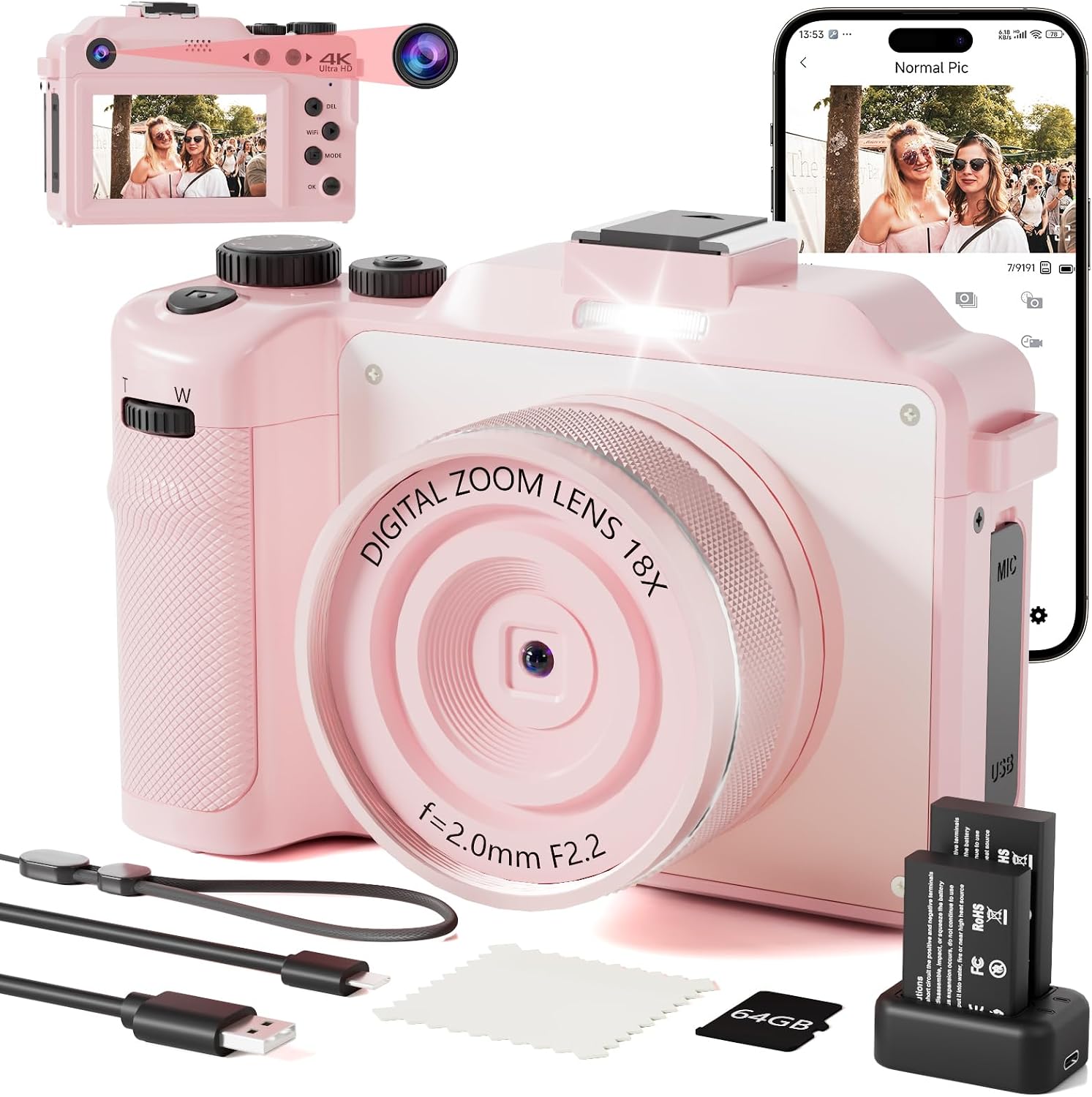 Amazon.com : 4K Digital Camera for Photography 64MP Autofocus Vlogging ...