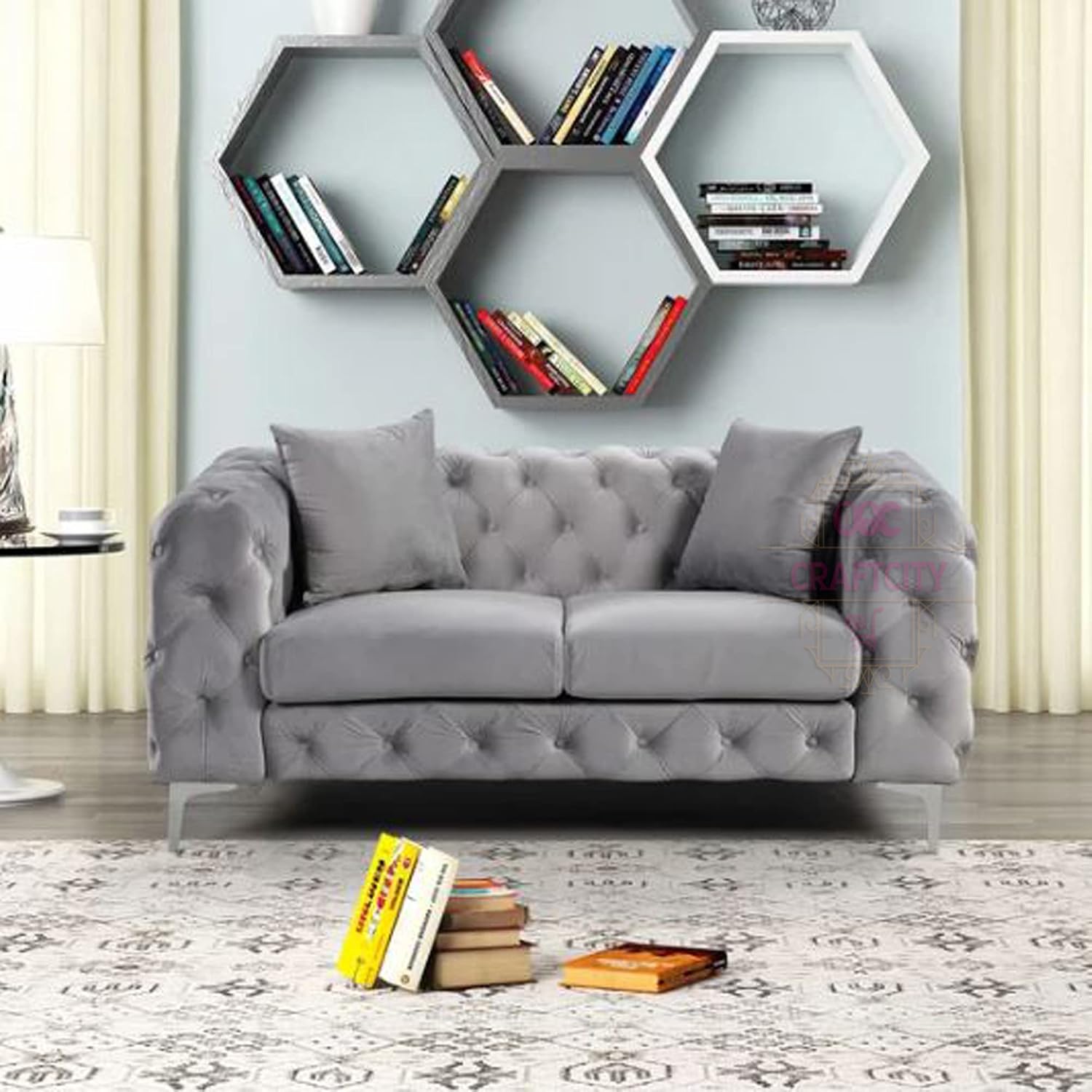 CRAFTCITY | Modern Contemporary Double Seater Sofa with Deep Button ...