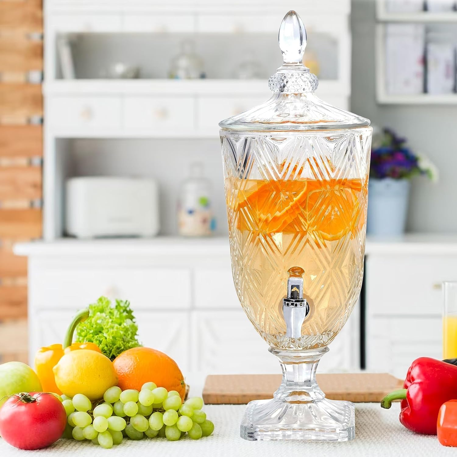 Buy 3 Litre Glass Juice Dispenser With Tap - Pitcher for Detox Water ...