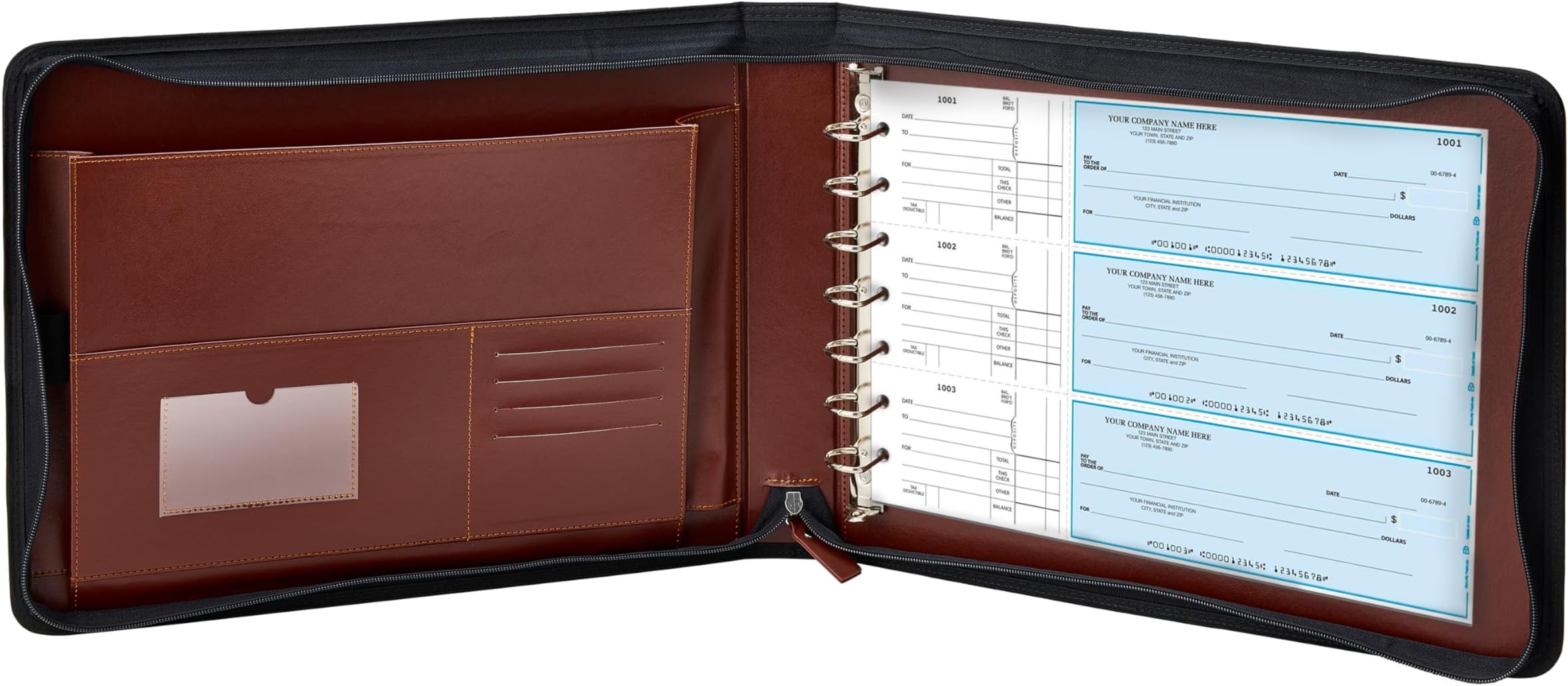 Amazon.com : 2Fold Zippered Business Checkbook Binder - 7 Ring Binder ...
