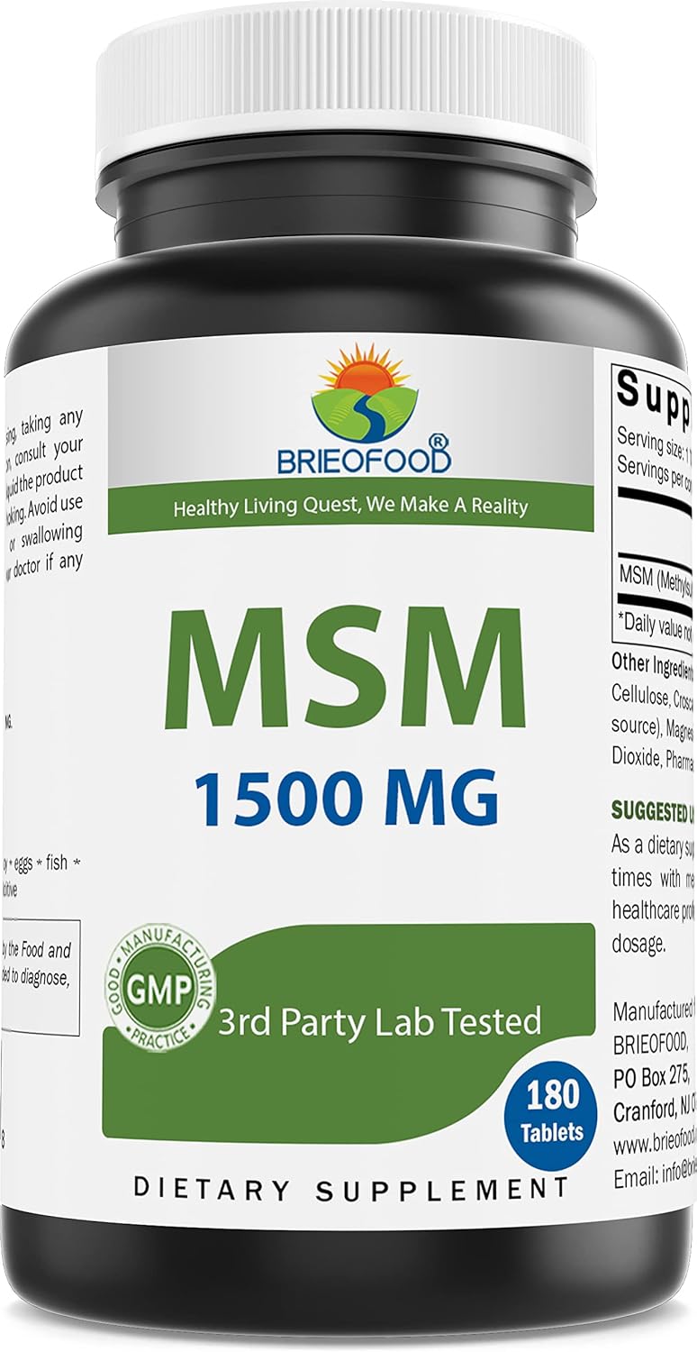 Amazon.com: Brieofood MSM Supplement 1500mg per Tablet ...