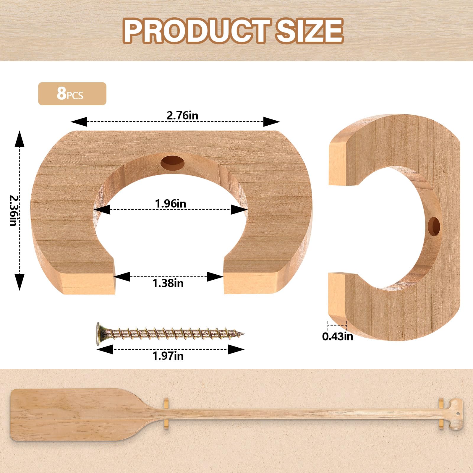 Snapklik.com : 8 Pcs Wooden Paddle Holder Paddle Hangers Paddle Racks ...