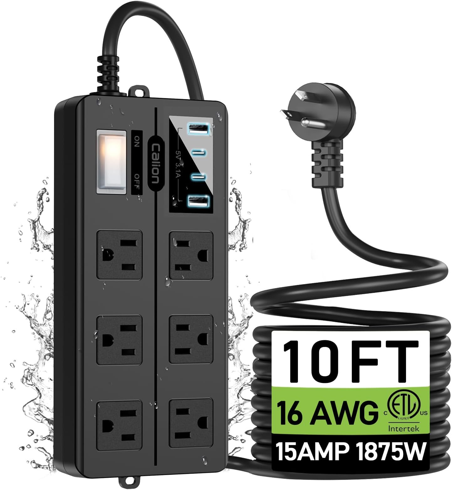 Amazon.com: Covozon IPX6 Outdoor Power Strip Weatherproof, 8 Outlets ...