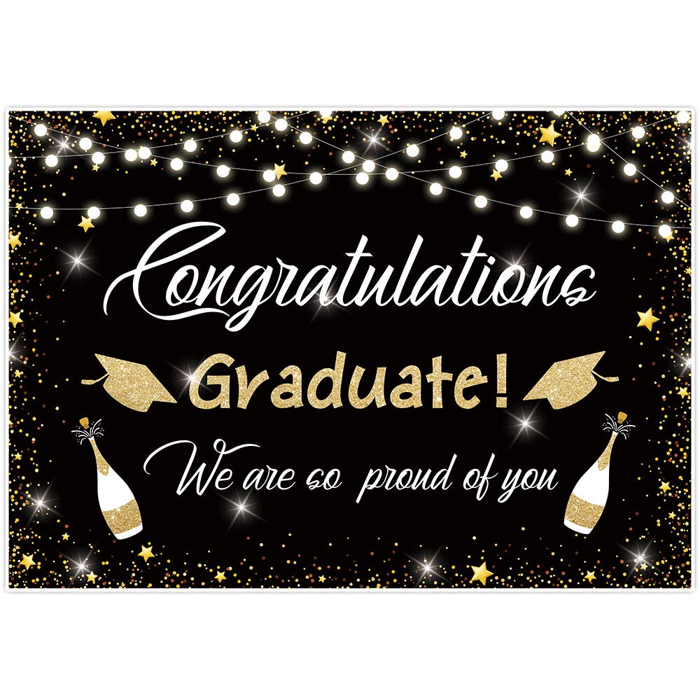 Buy Allenjoy Congrats Grad Class of 2022 Backdrop Black Gold Graduation ...